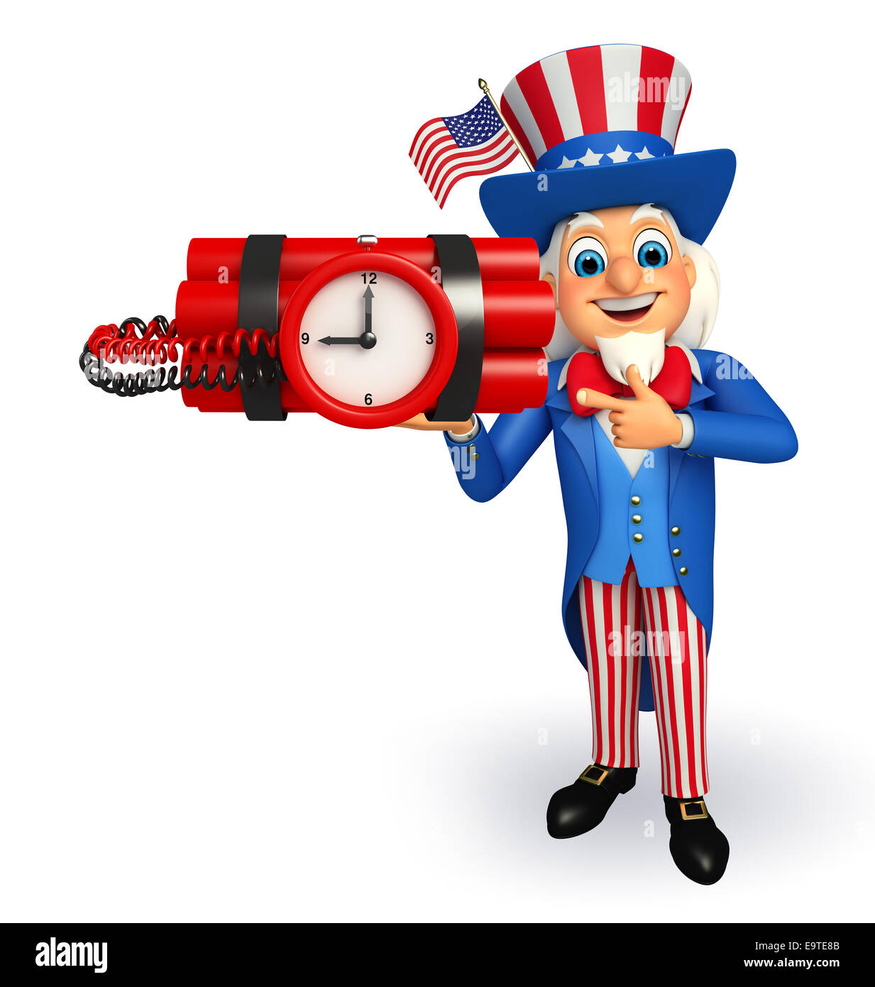 Illustration of uncle sam with time bomb Stock Photo - Alamy