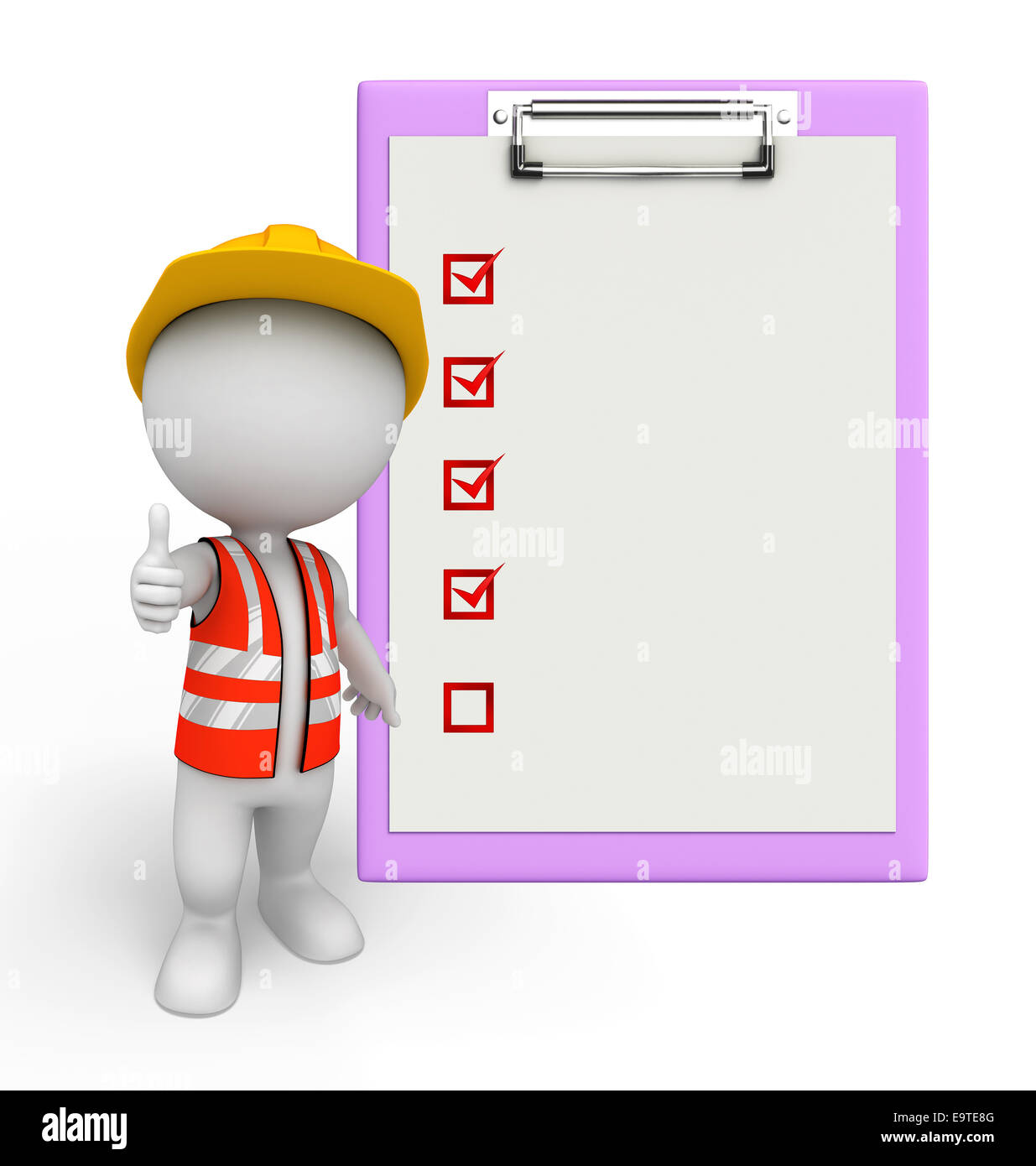 Illustration of young worker with notepad Stock Photo - Alamy