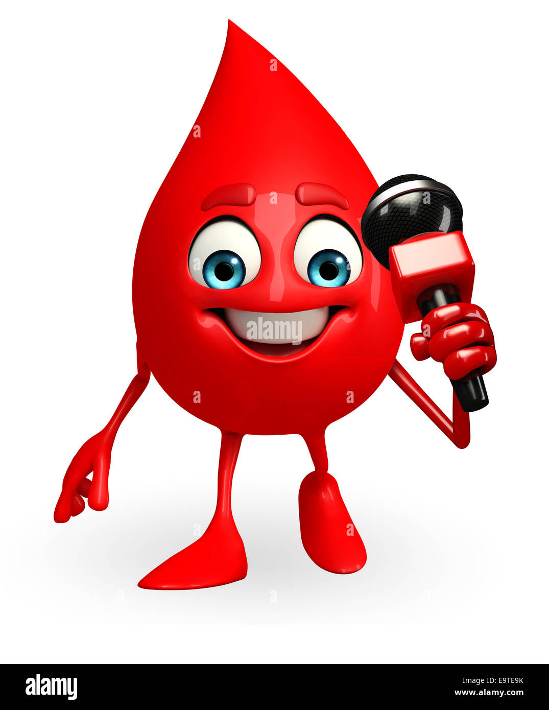 Cartoon Character of Blood Drop with mike Stock Photo - Alamy