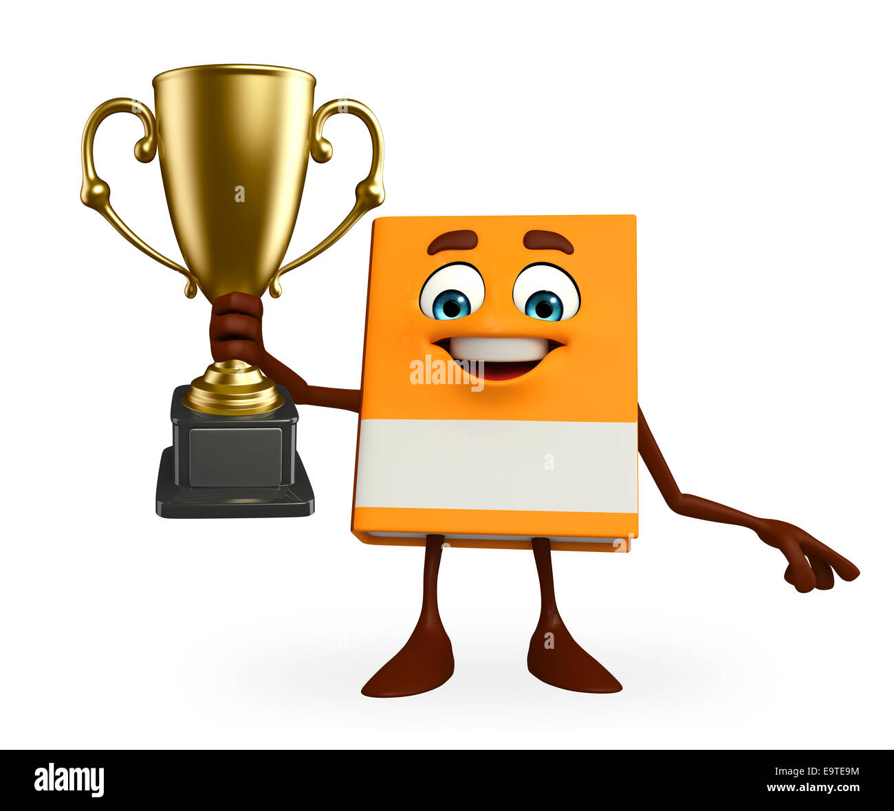 Cartoon Character of Book with trophy Stock Photo - Alamy