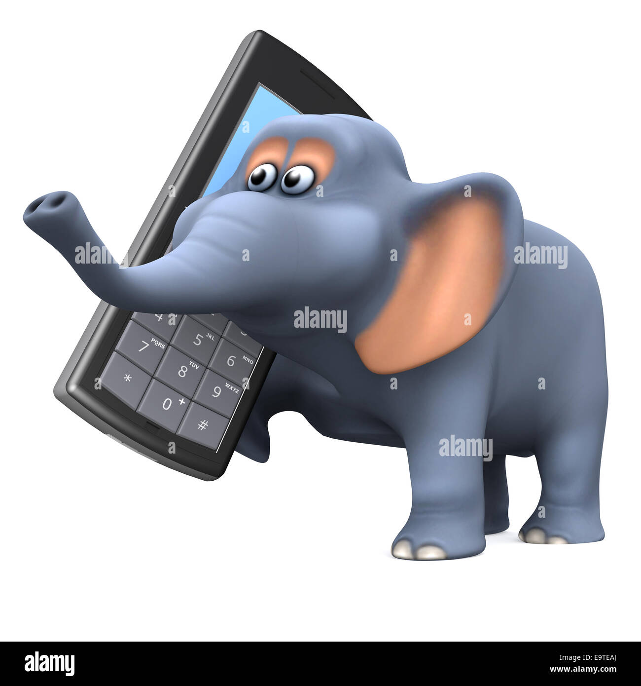 3d render of an elephant using a mobile phone Stock Photo - Alamy