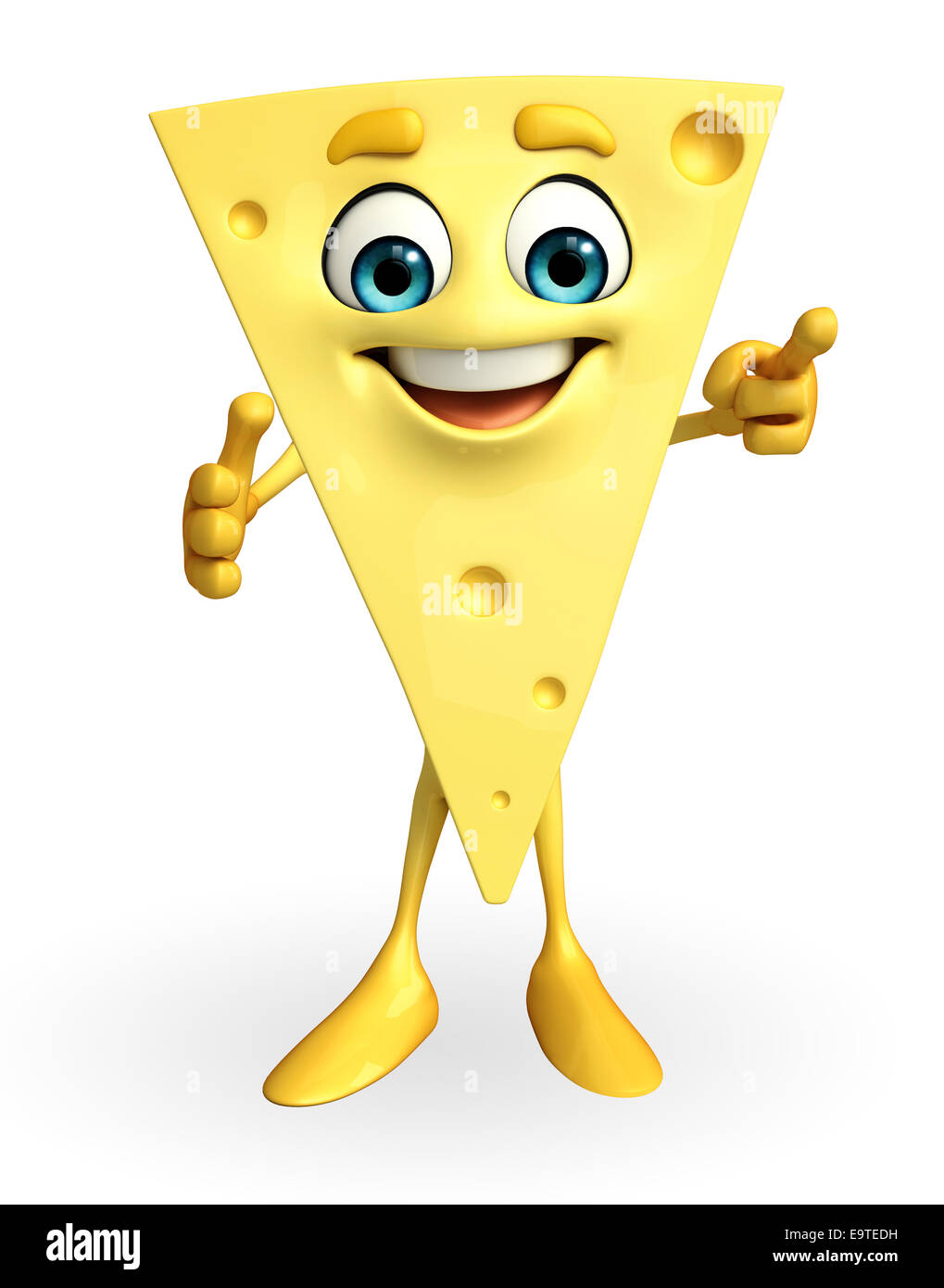 Cartoon Character of Cheese with pointing pose Stock Photo - Alamy