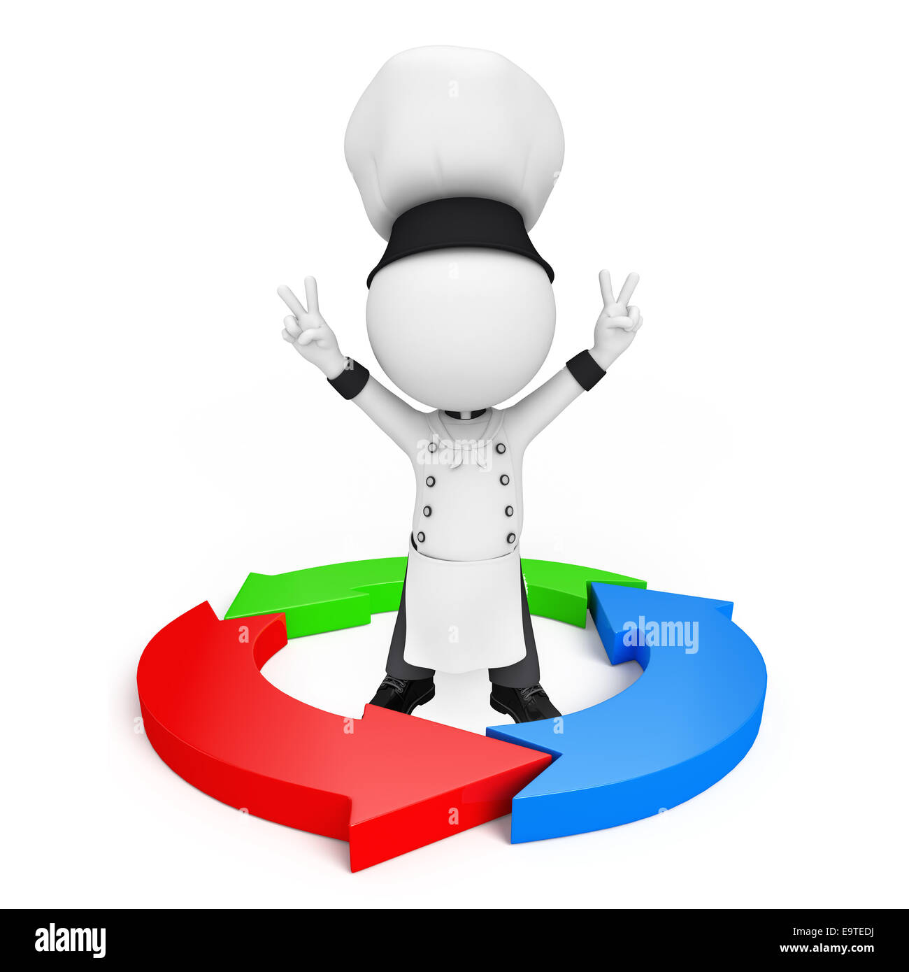 Illustration of white character as a chef with arrow Stock Photo - Alamy