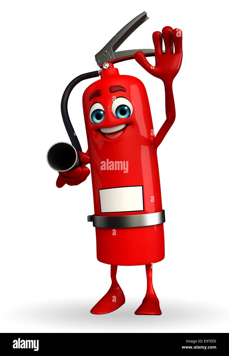 Cartoon Character of fire extinguisher with hello pose Stock Photo - Alamy