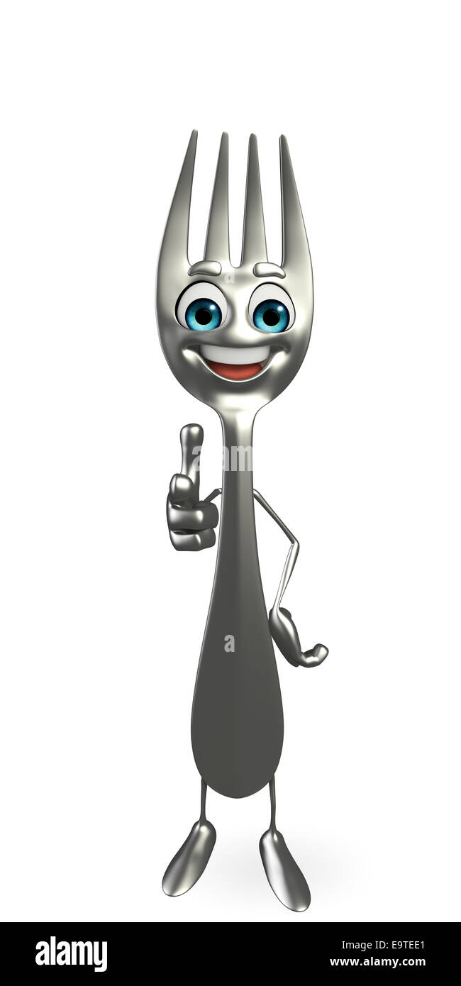 Cartoon character of fork is pointing Stock Photo - Alamy