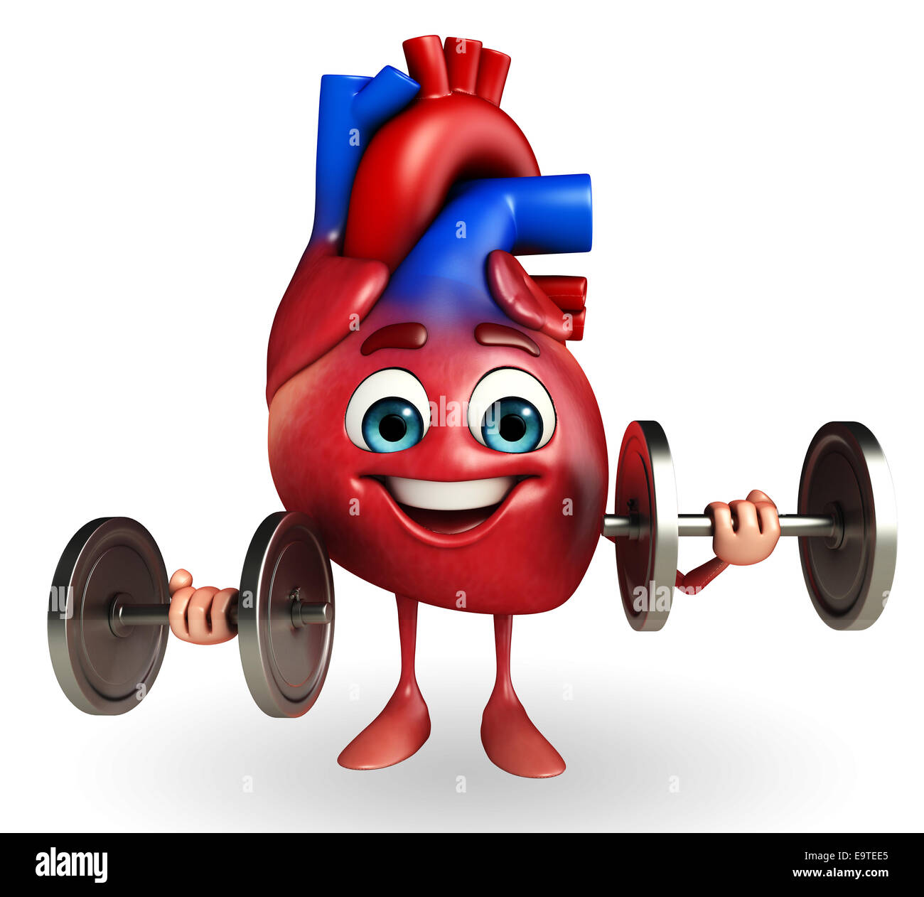 Cartoon Character of heart with dumbbells Stock Photo - Alamy