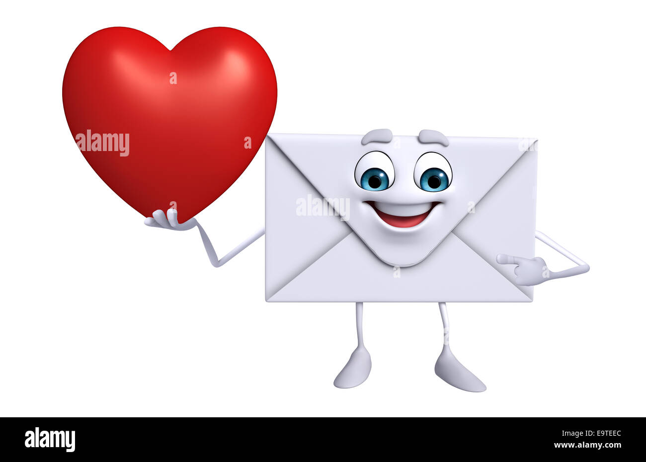 Cartoon Character of mail with red heart Stock Photo - Alamy