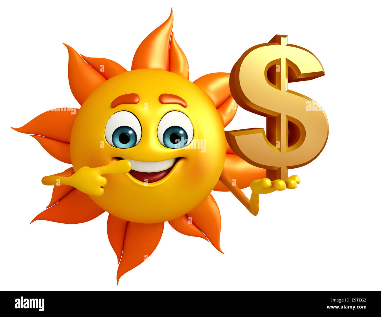 Cartoon Character of sun with dollar sign Stock Photo - Alamy