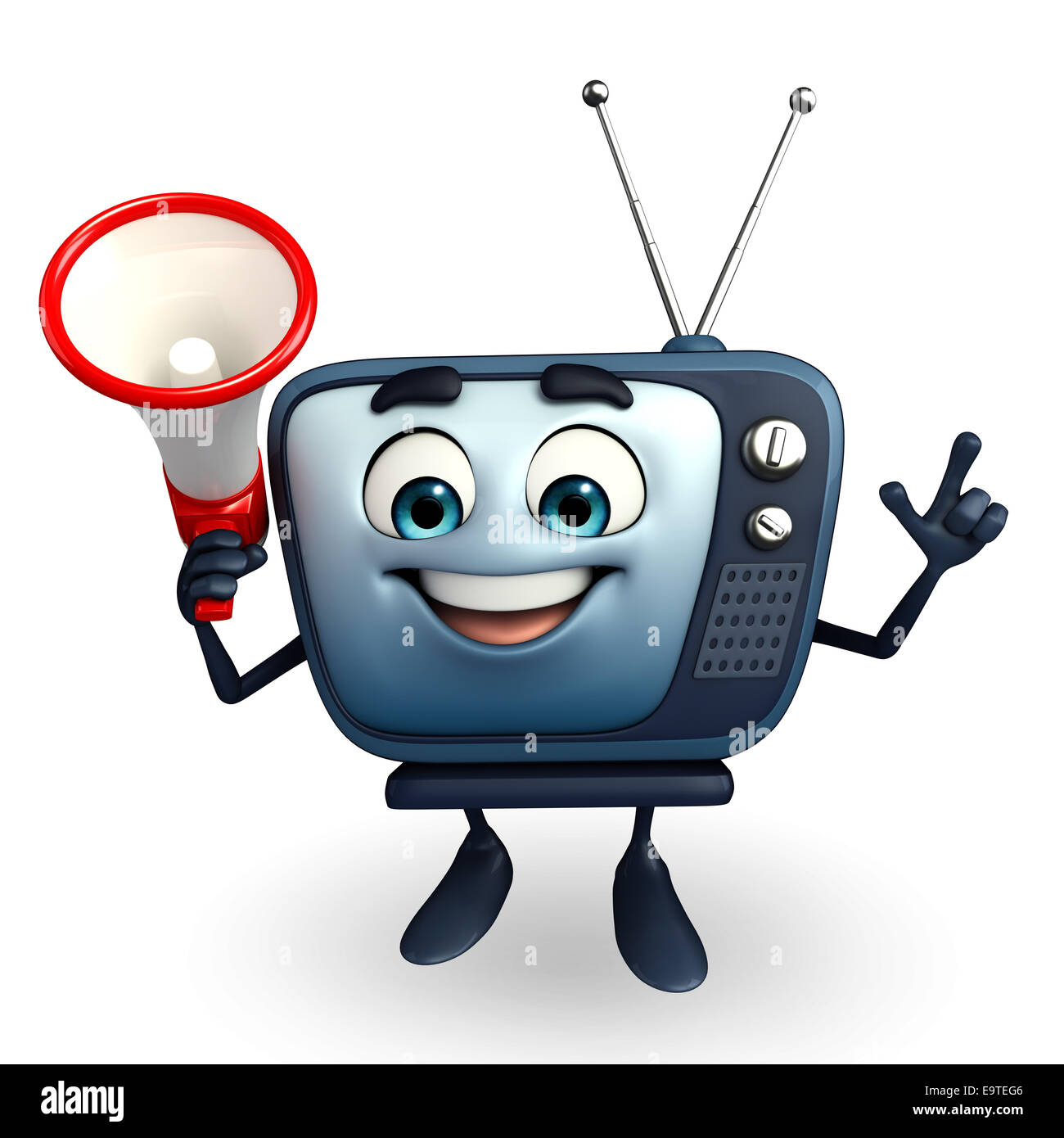Cartoon Character of TV with Loudspeaker Stock Photo - Alamy
