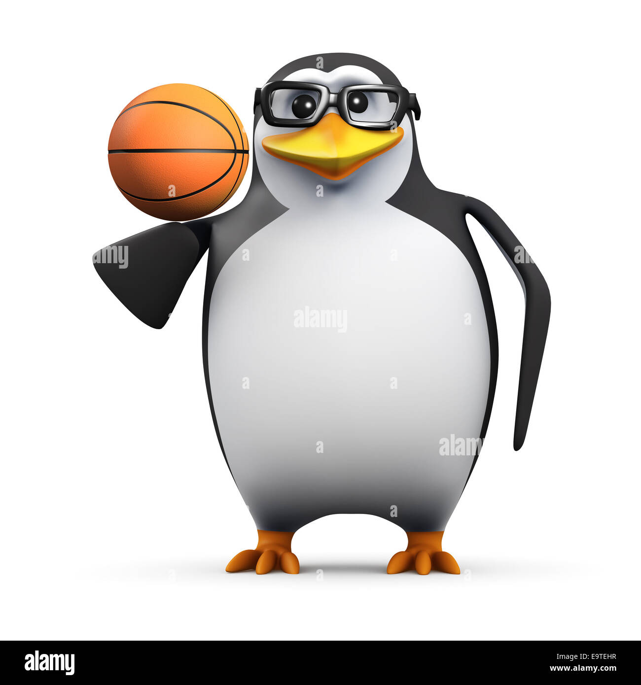 3d render of a penguin balancing a basketball Stock Photo - Alamy