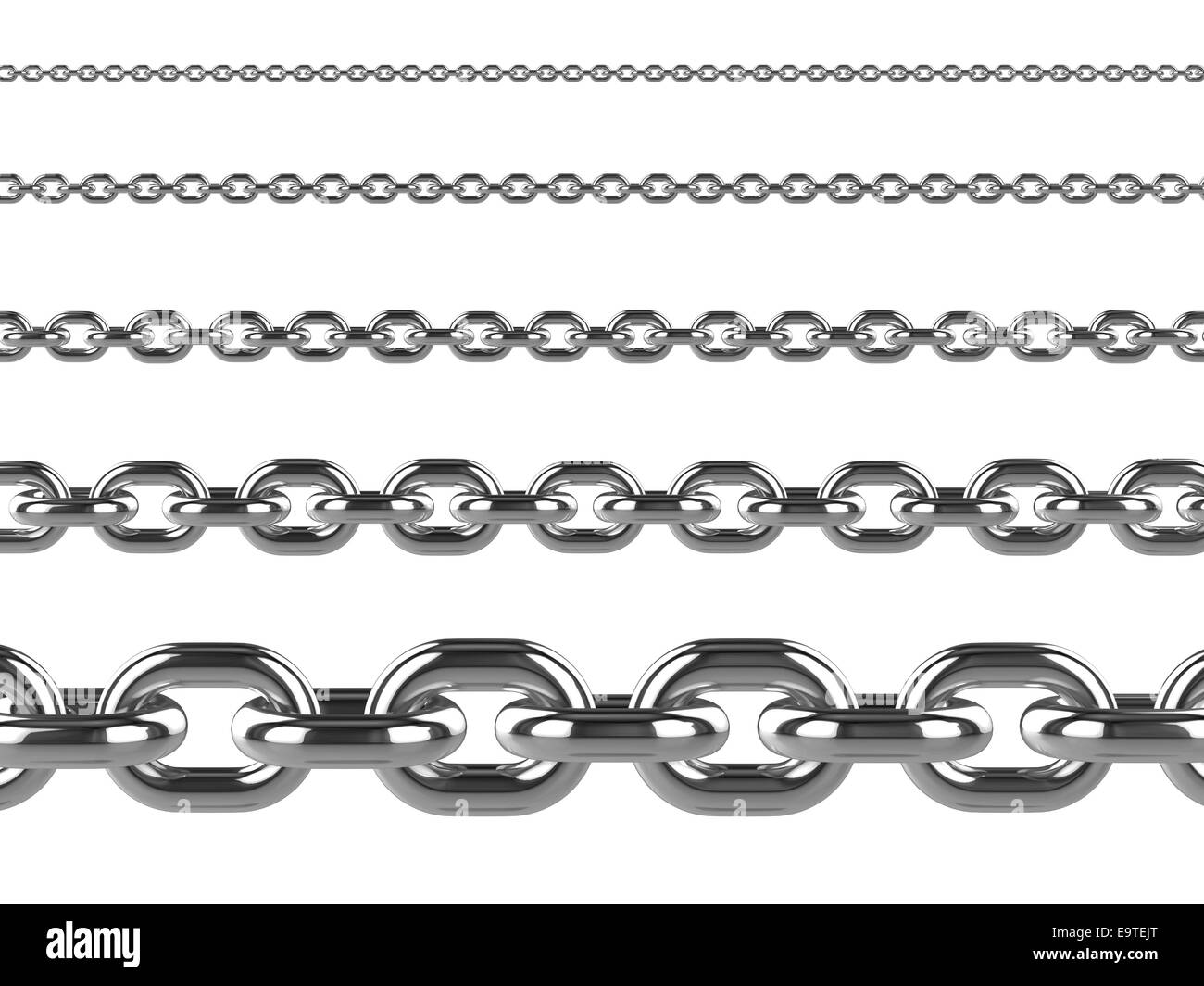 3d render of stainless steel chains Stock Photo - Alamy