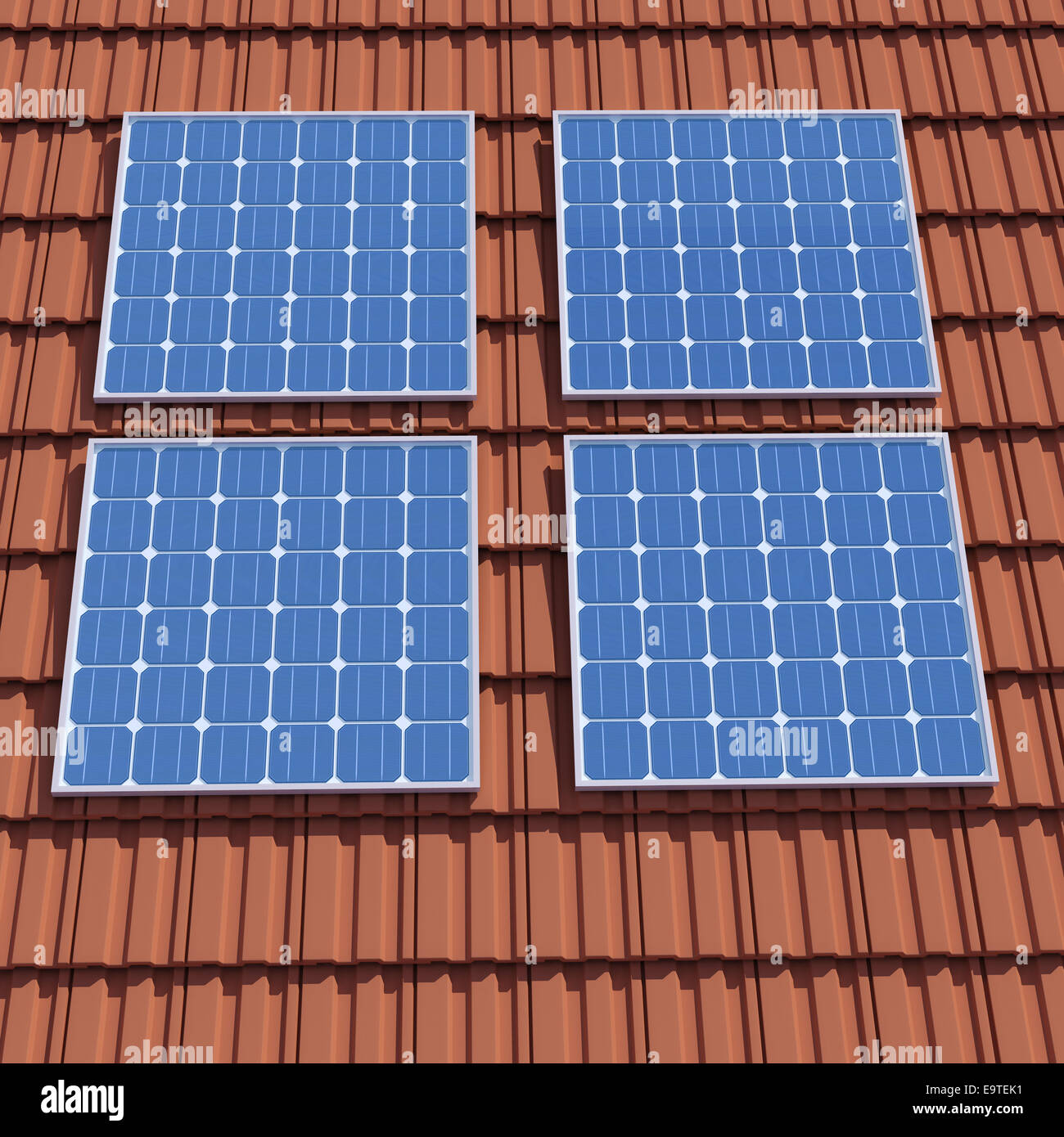 3d render of solar panels on roof Stock Photo - Alamy