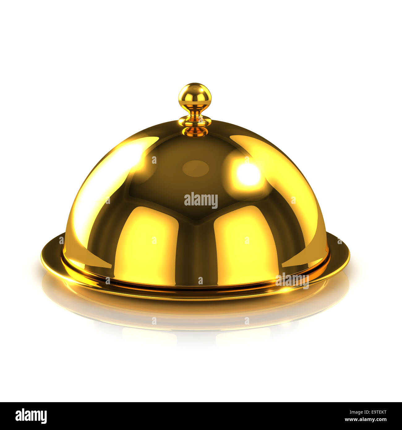 3d render of a gold hotel reception service bell Stock Photo - Alamy