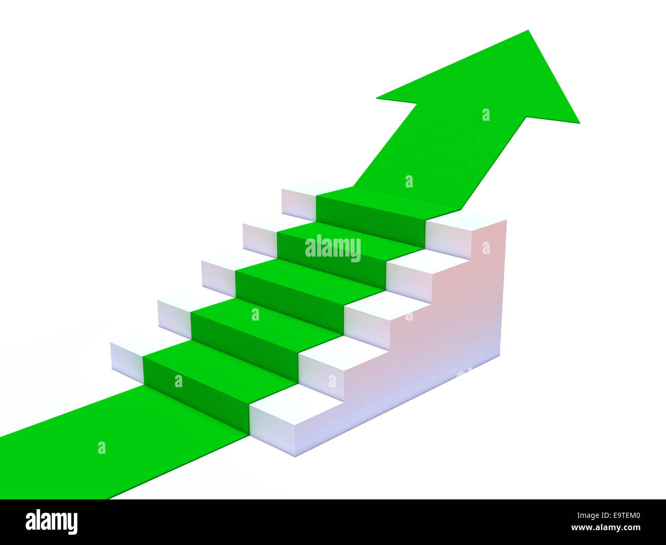 3d render of a green arrow climbing up steps Stock Photo - Alamy