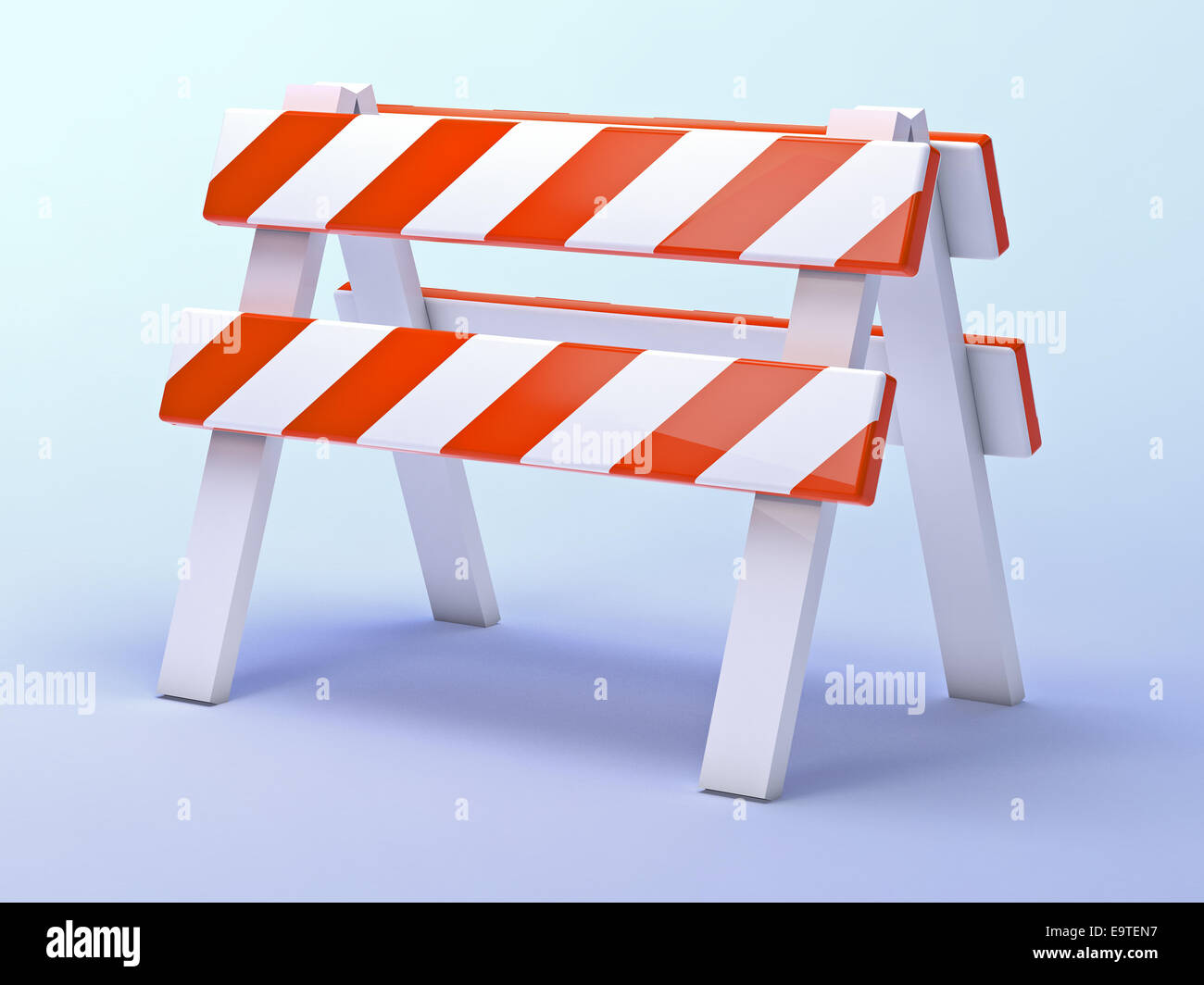 3d render of a roadworks construction barrier Stock Photo - Alamy