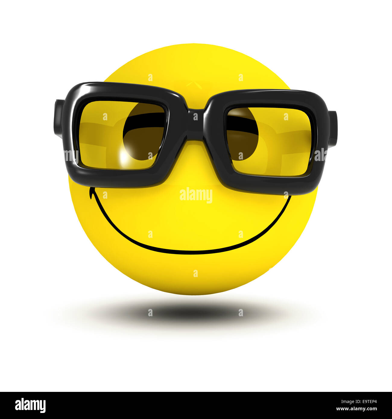 Yellow smile emoticon wearing glasses hi-res stock photography and ...