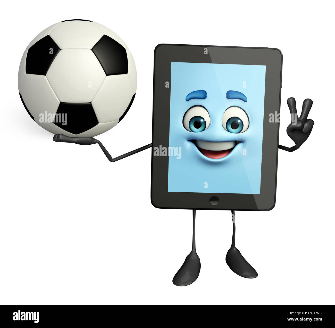 Cartoon character of tab with football Stock Photo - Alamy