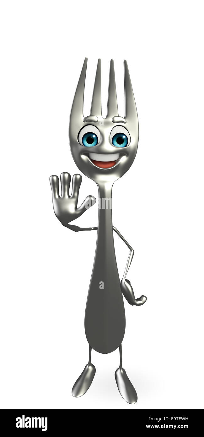 Cartoon character of fork is stop sign Stock Photo - Alamy
