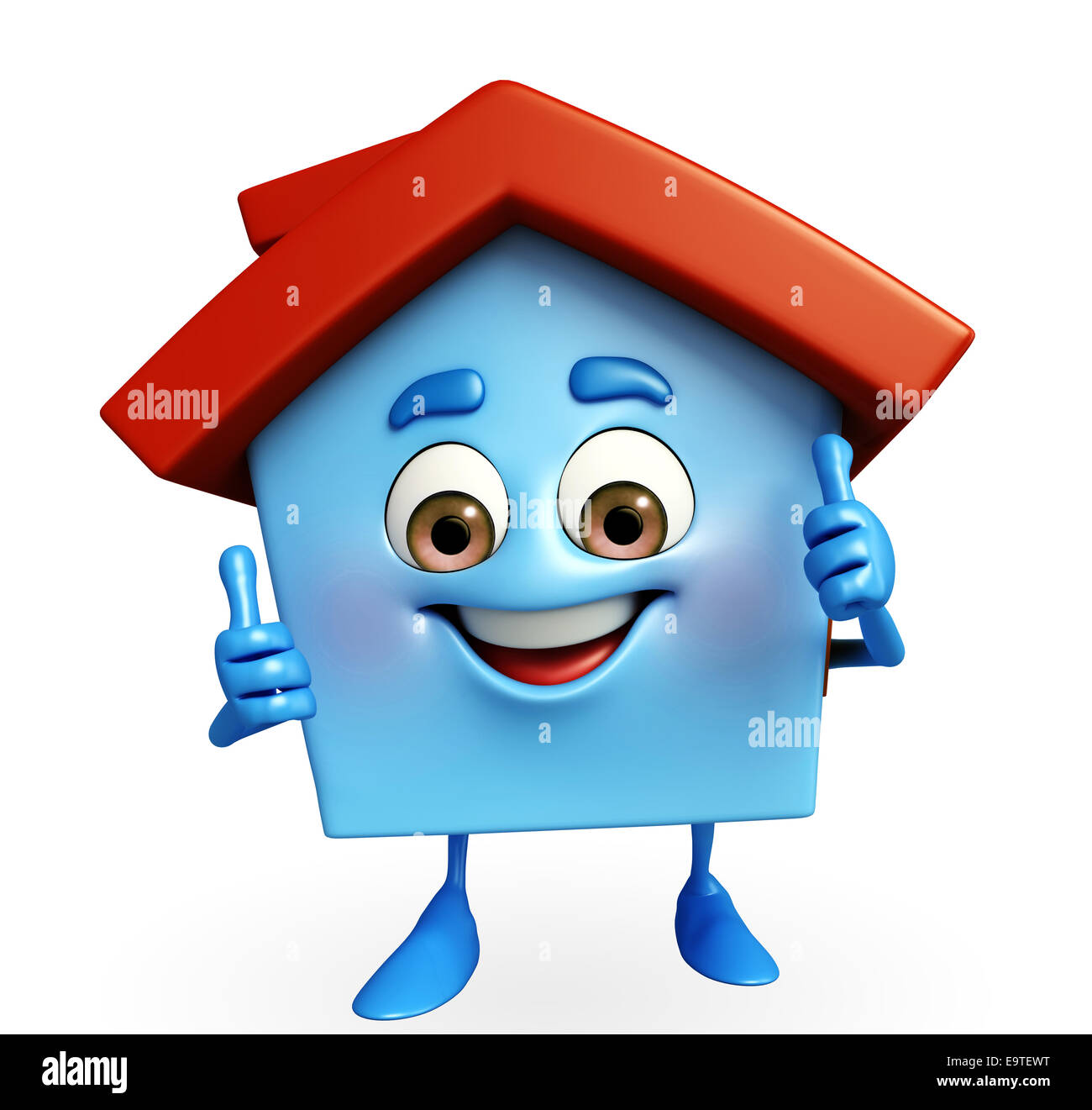 Cartoon Charcter of house with thumbs up sign Stock Photo - Alamy