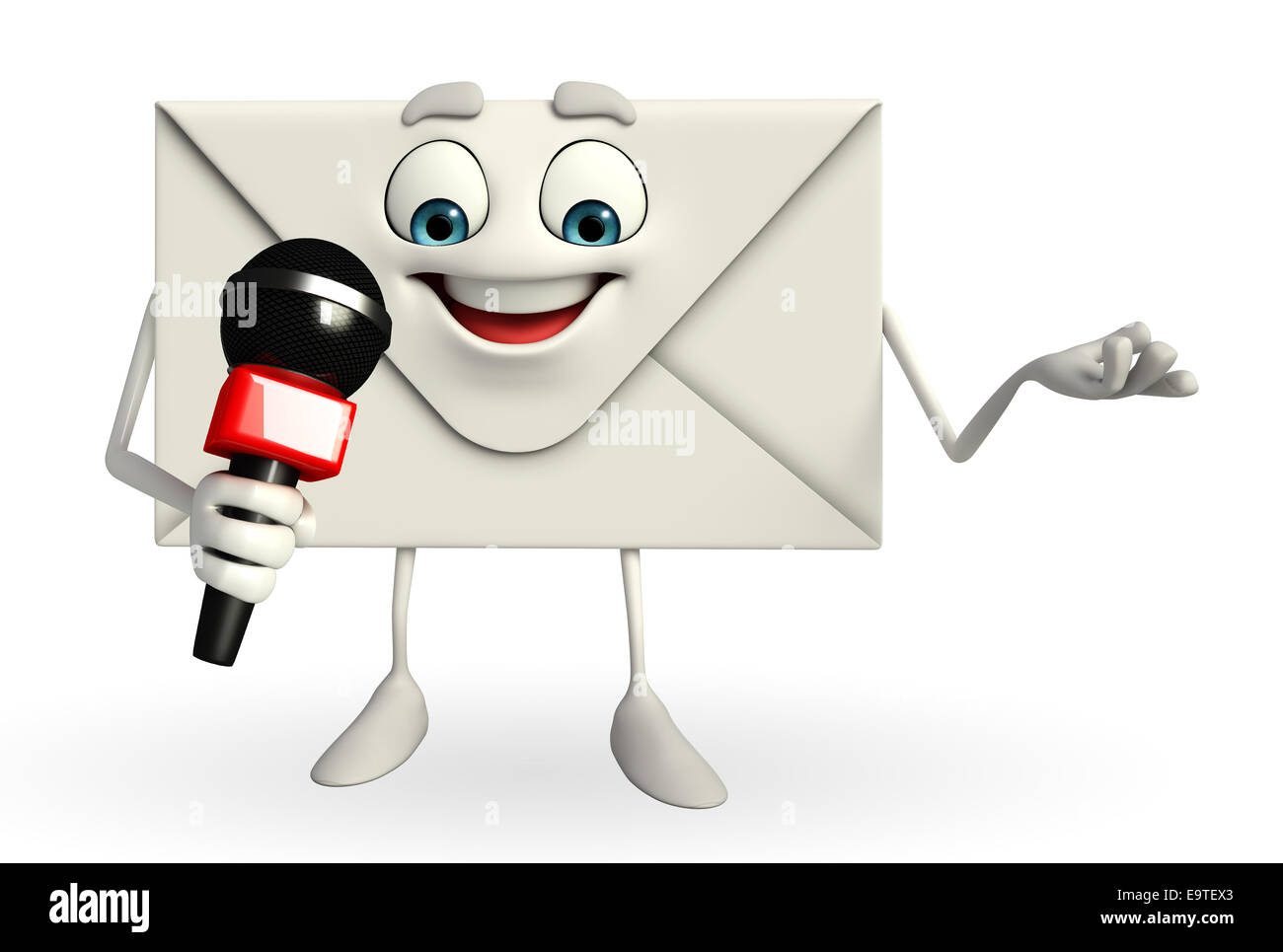 Cartoon Character of mail with mike Stock Photo - Alamy