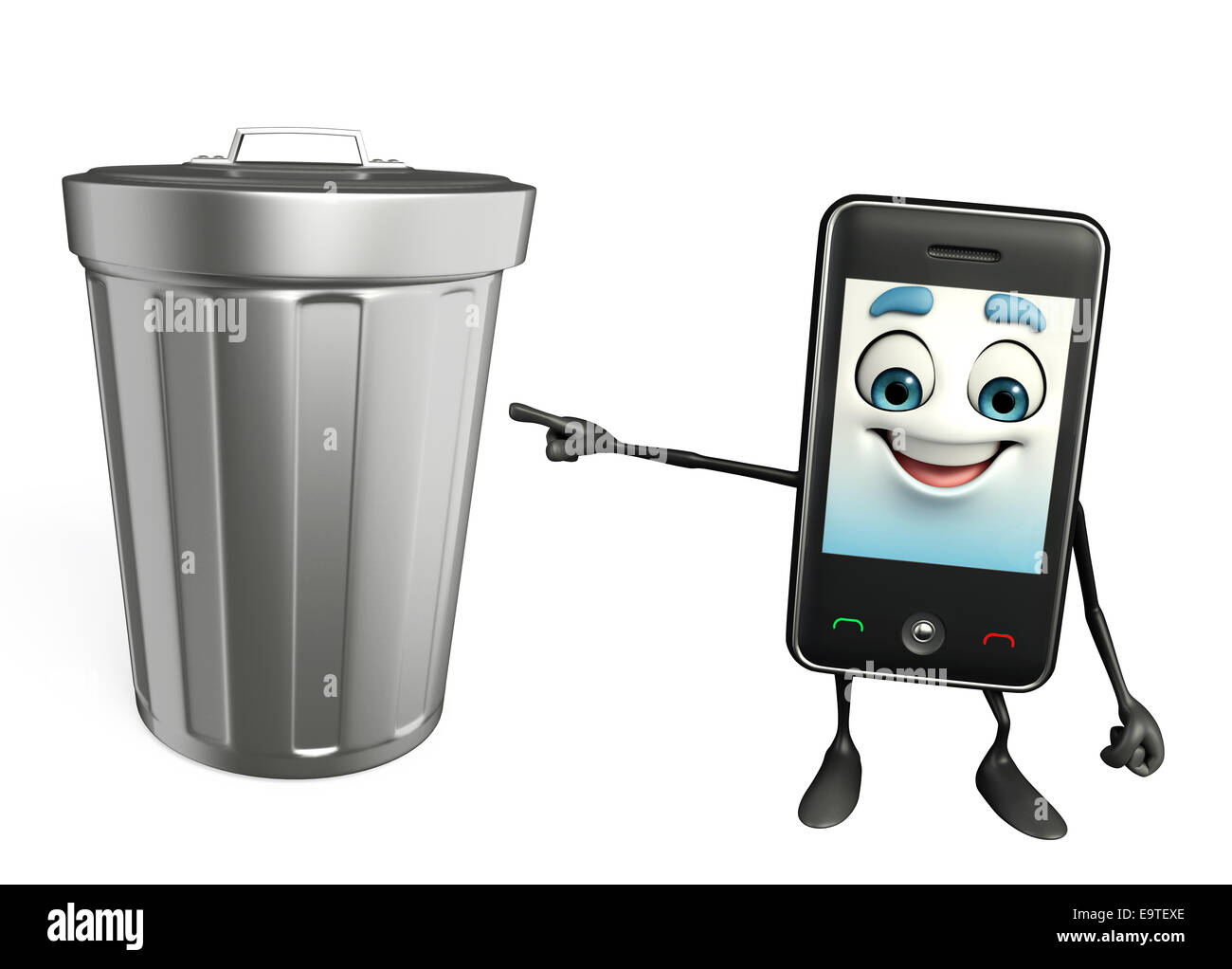 Cartoon character mobile dustbin Cut Out Stock Images & Pictures - Alamy