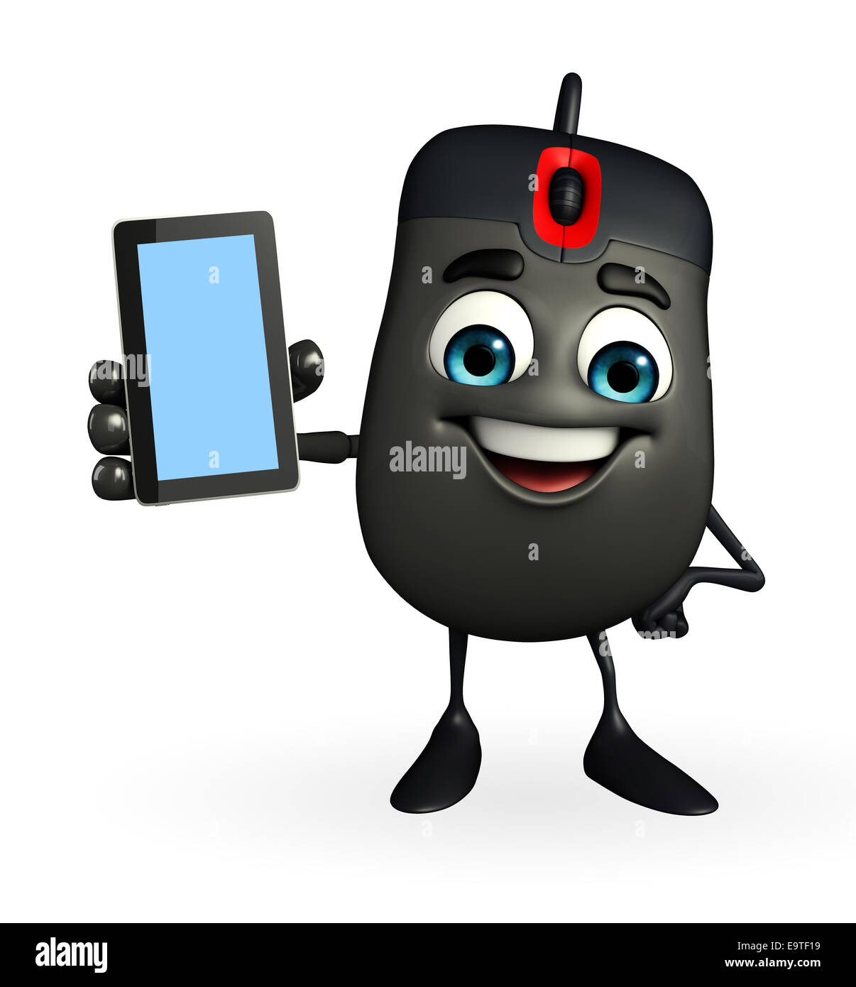 Cartoon Character of Computer Mouse with mobile Stock Photo - Alamy