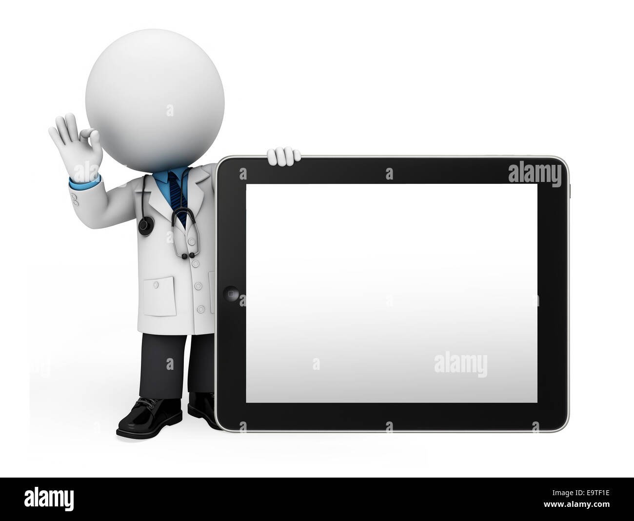 Illustration of young doctor with tab Stock Photo - Alamy