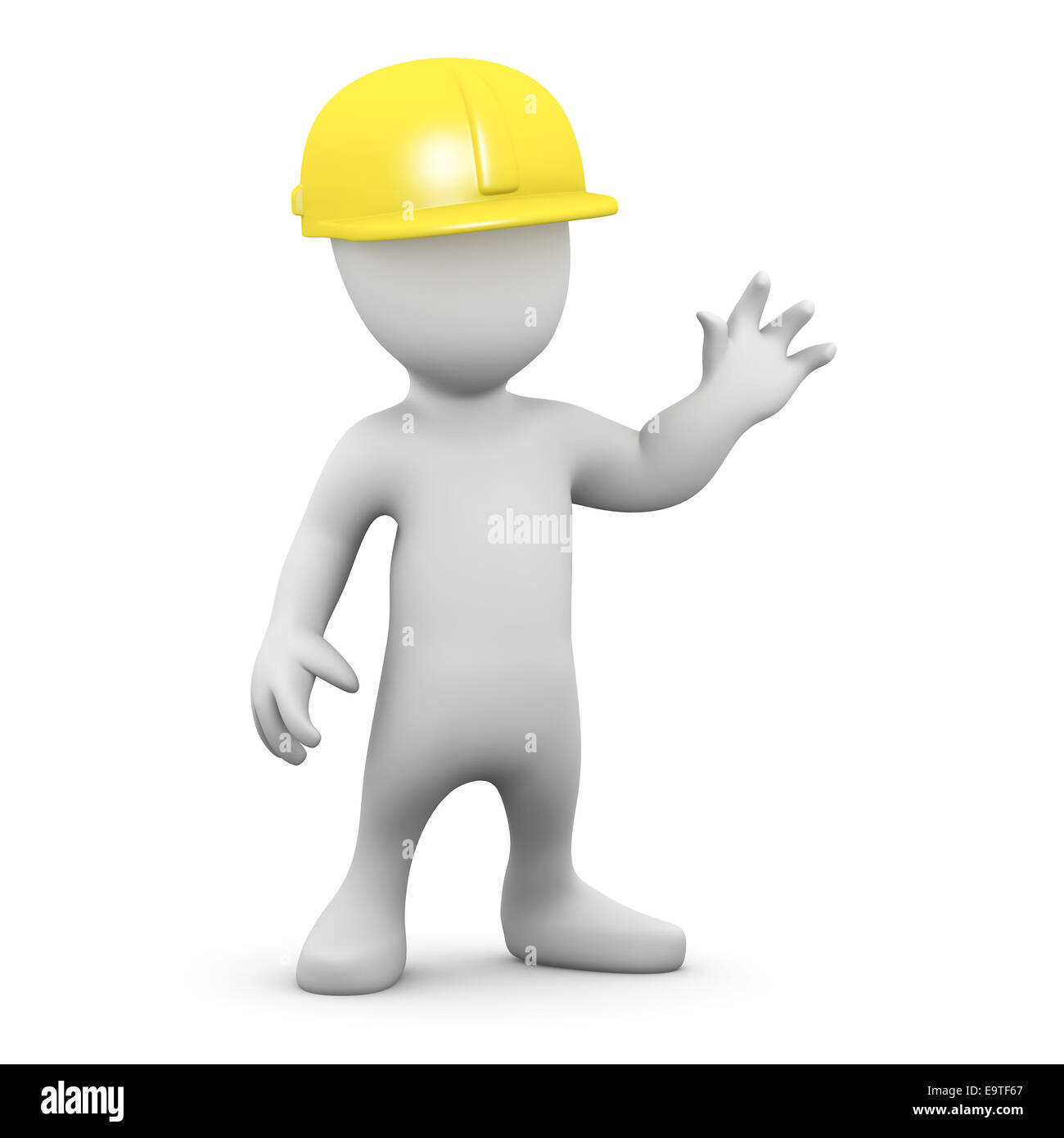 3d render of a little person wearing a safety helmet Stock Photo - Alamy