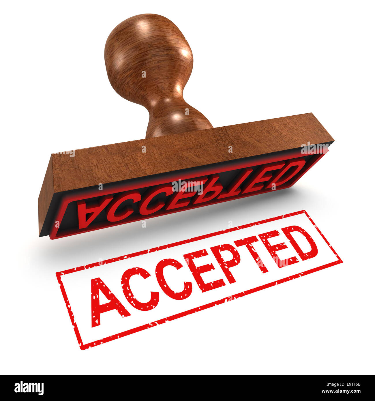 3d render of a rubber stamp marked "Accepted Stock Photo - Alamy