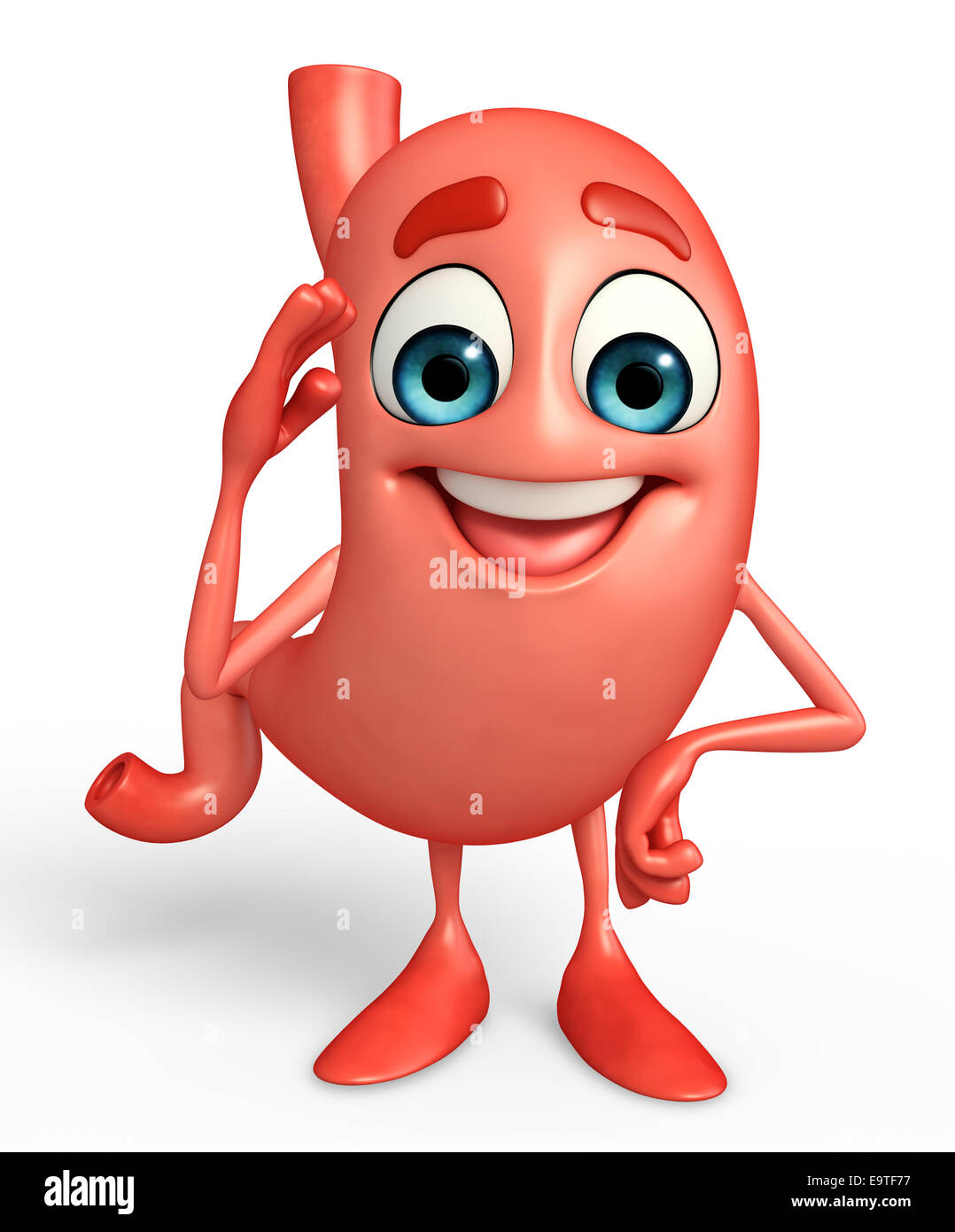 Cartoon Character of stomach with salute pose Stock Photo - Alamy