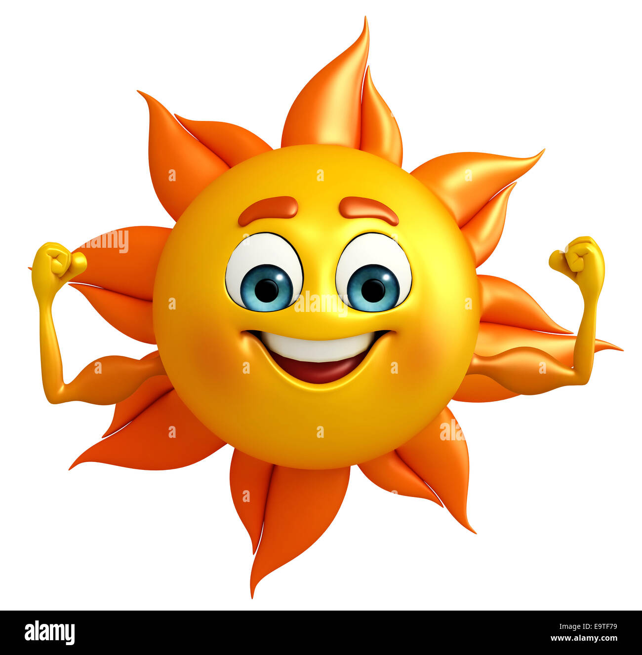 Cartoon Character of sun with bodybuilding Stock Photo - Alamy