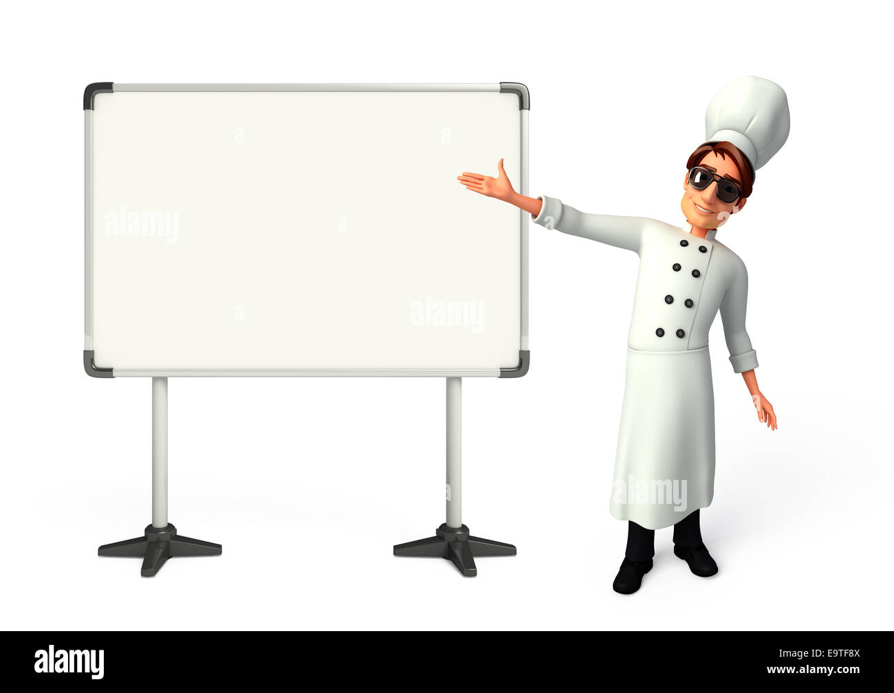 Illustration of young chef with display board Stock Photo - Alamy