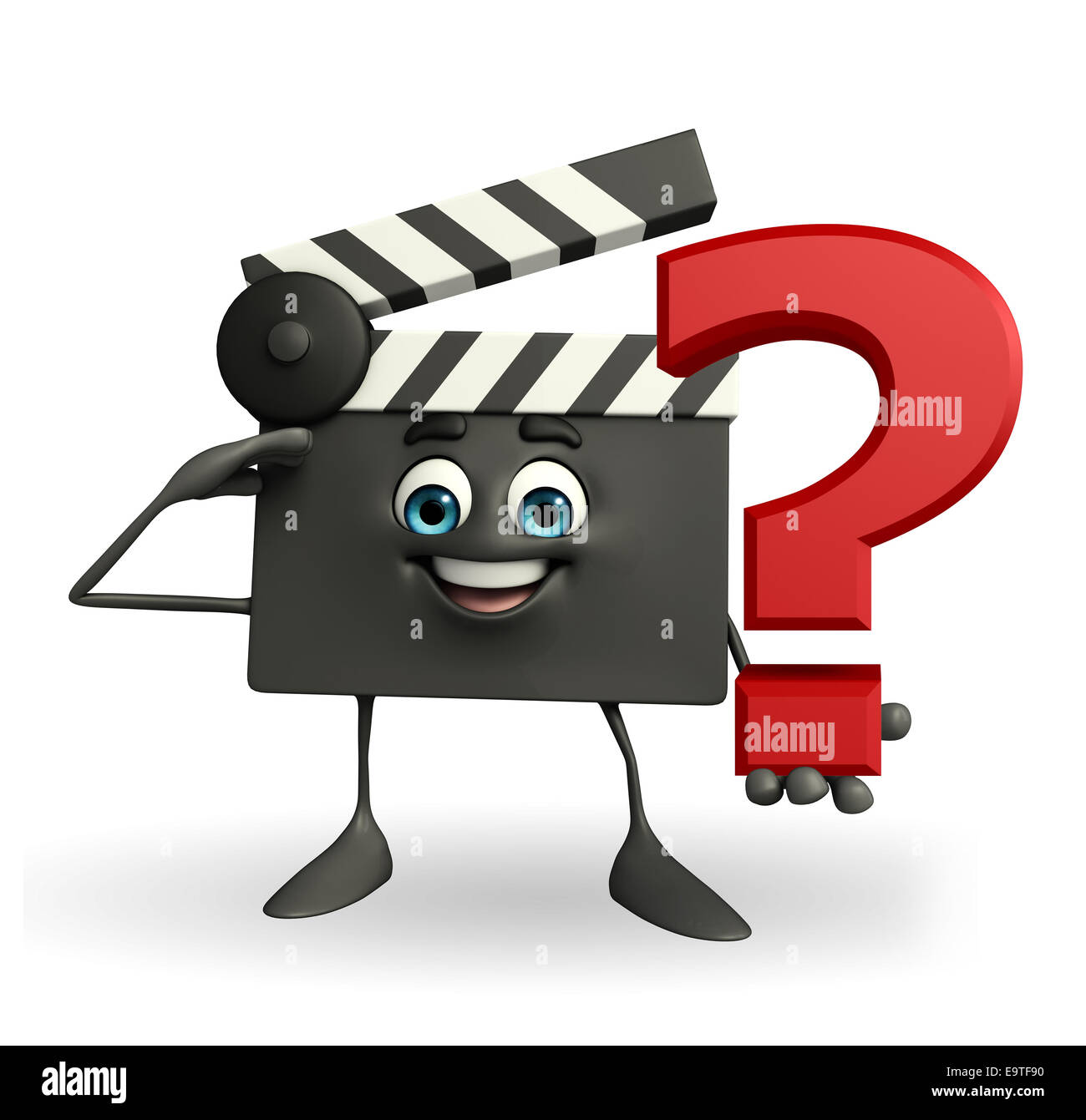 Cartoon Character of Clapper Board with question mark Stock Photo - Alamy