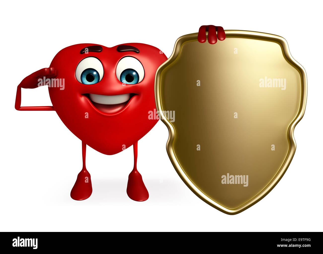 Cartoon Character of heart shape with shield Stock Photo - Alamy