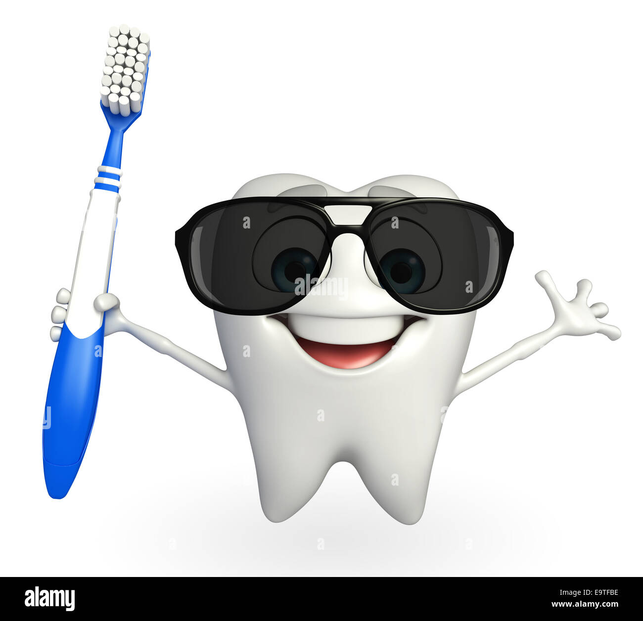 Cartoon character of teeth with tooth brush Stock Photo - Alamy
