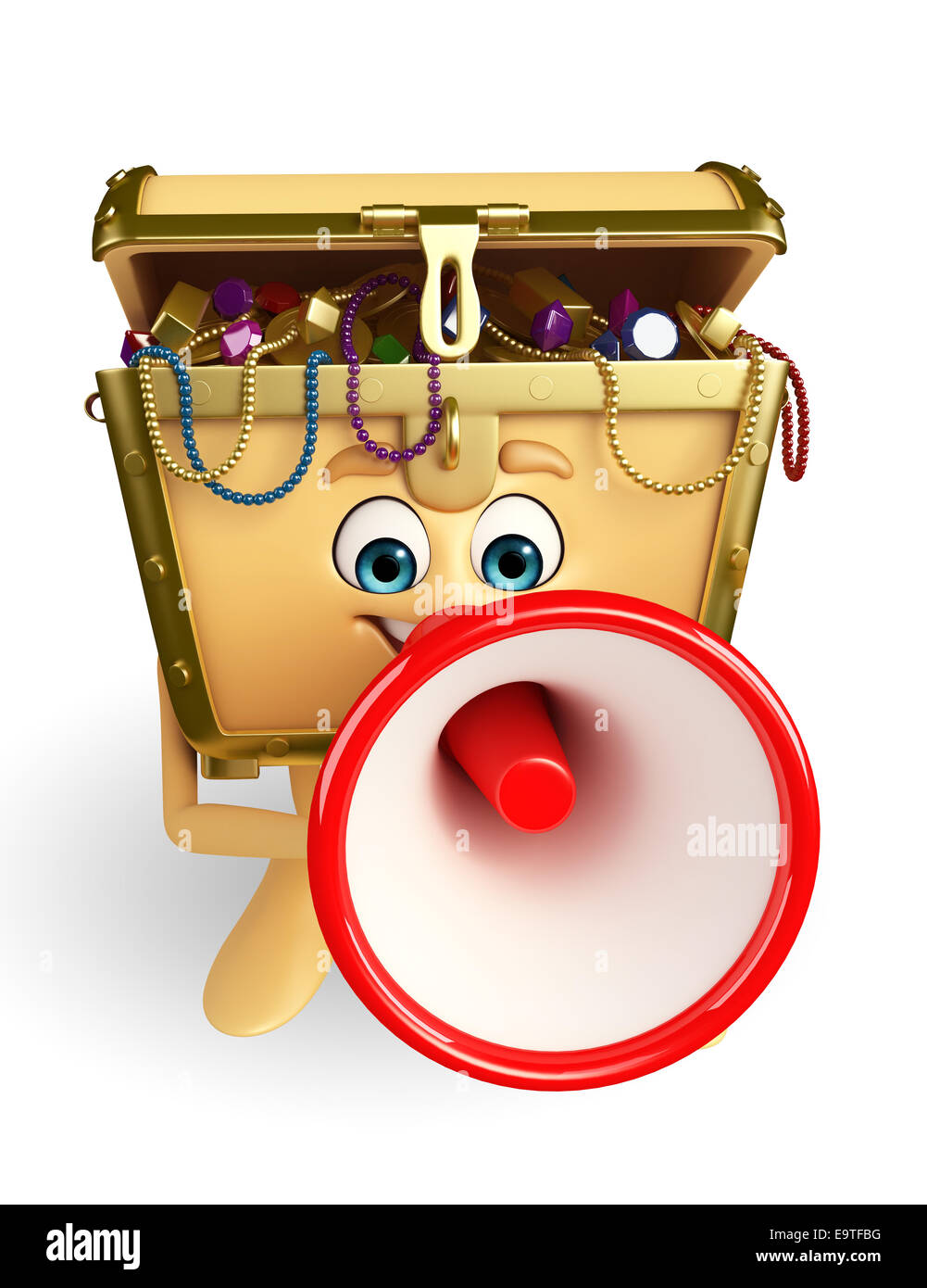 Cartoon Character of Treasure box with Loudspeaker Stock Photo - Alamy