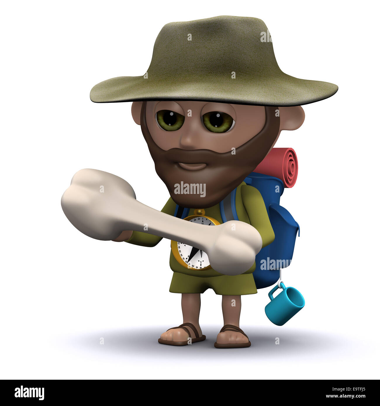 3d render of an explorer holding a bone Stock Photo - Alamy