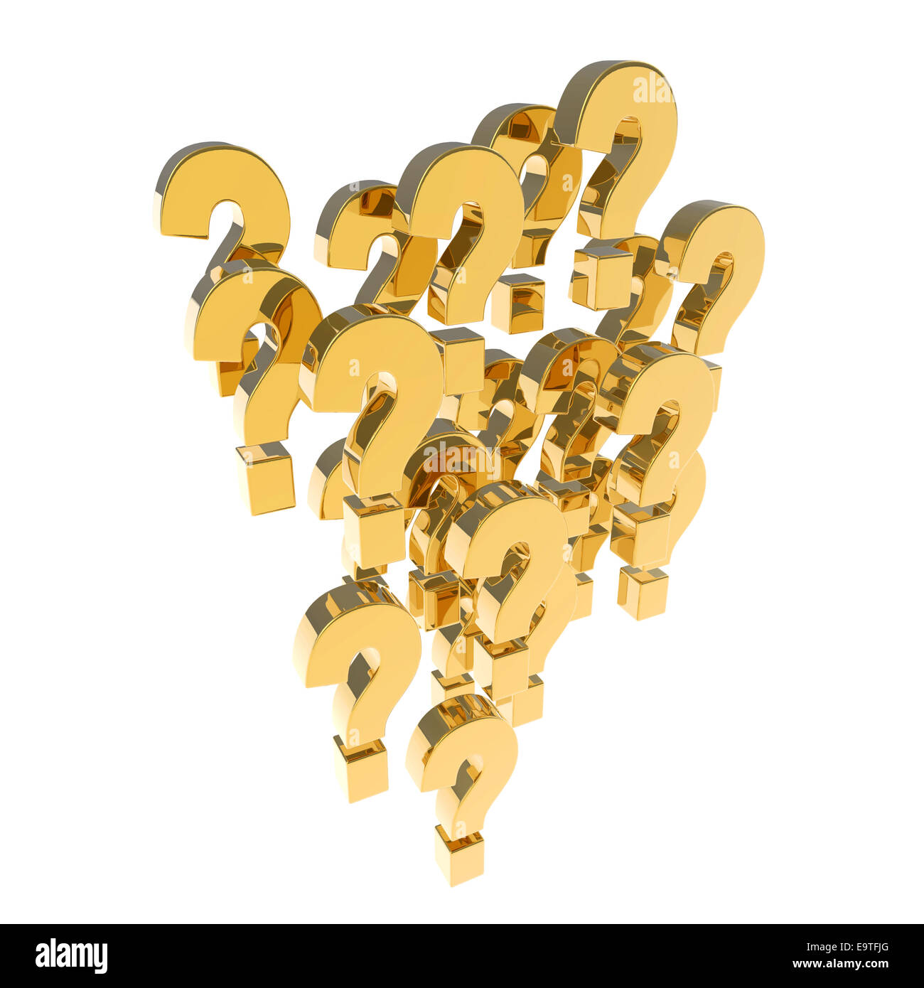 3d render of a group of gold question marks Stock Photo - Alamy
