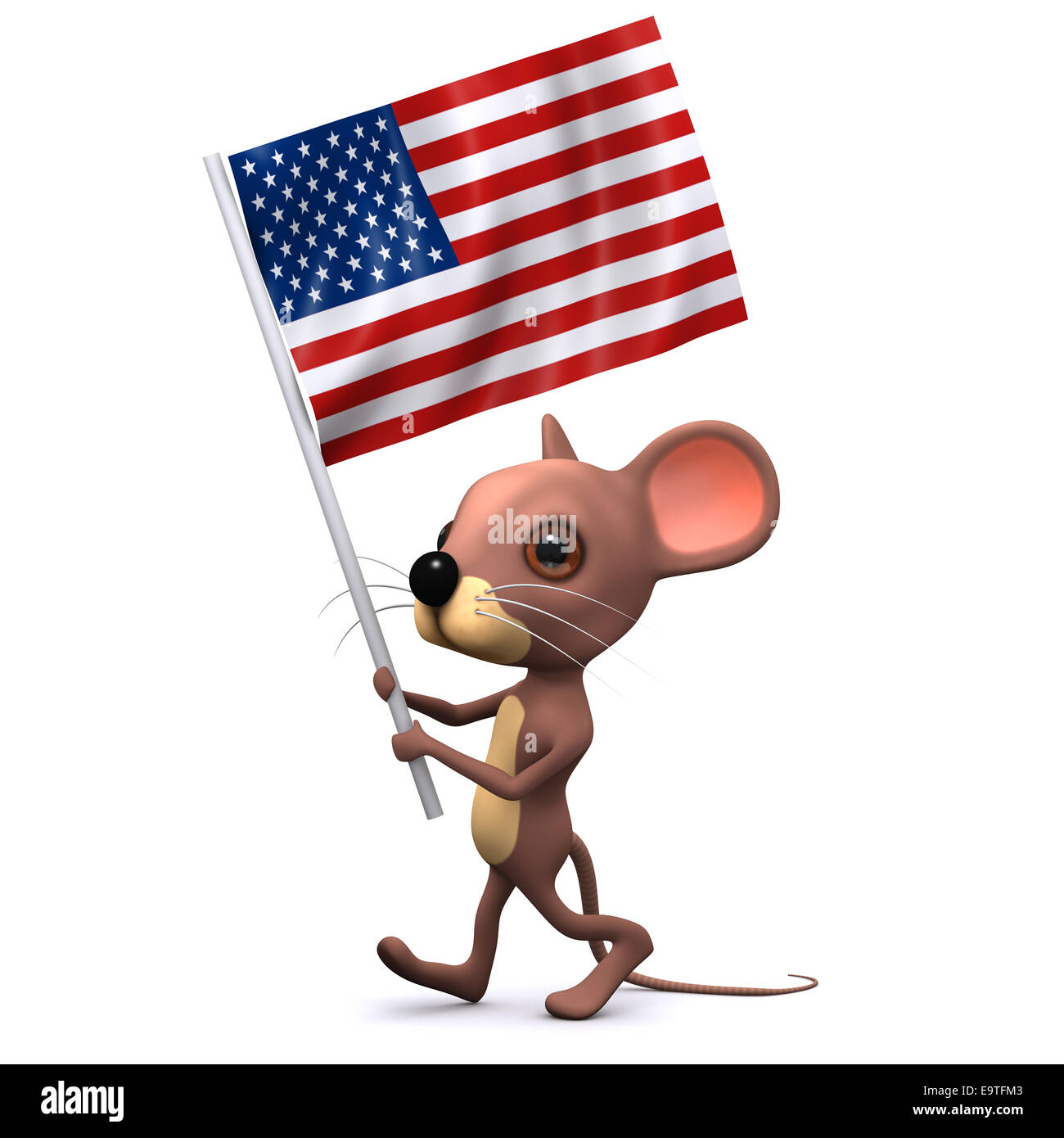 3d render of a mouse holding an American flag Stock Photo - Alamy