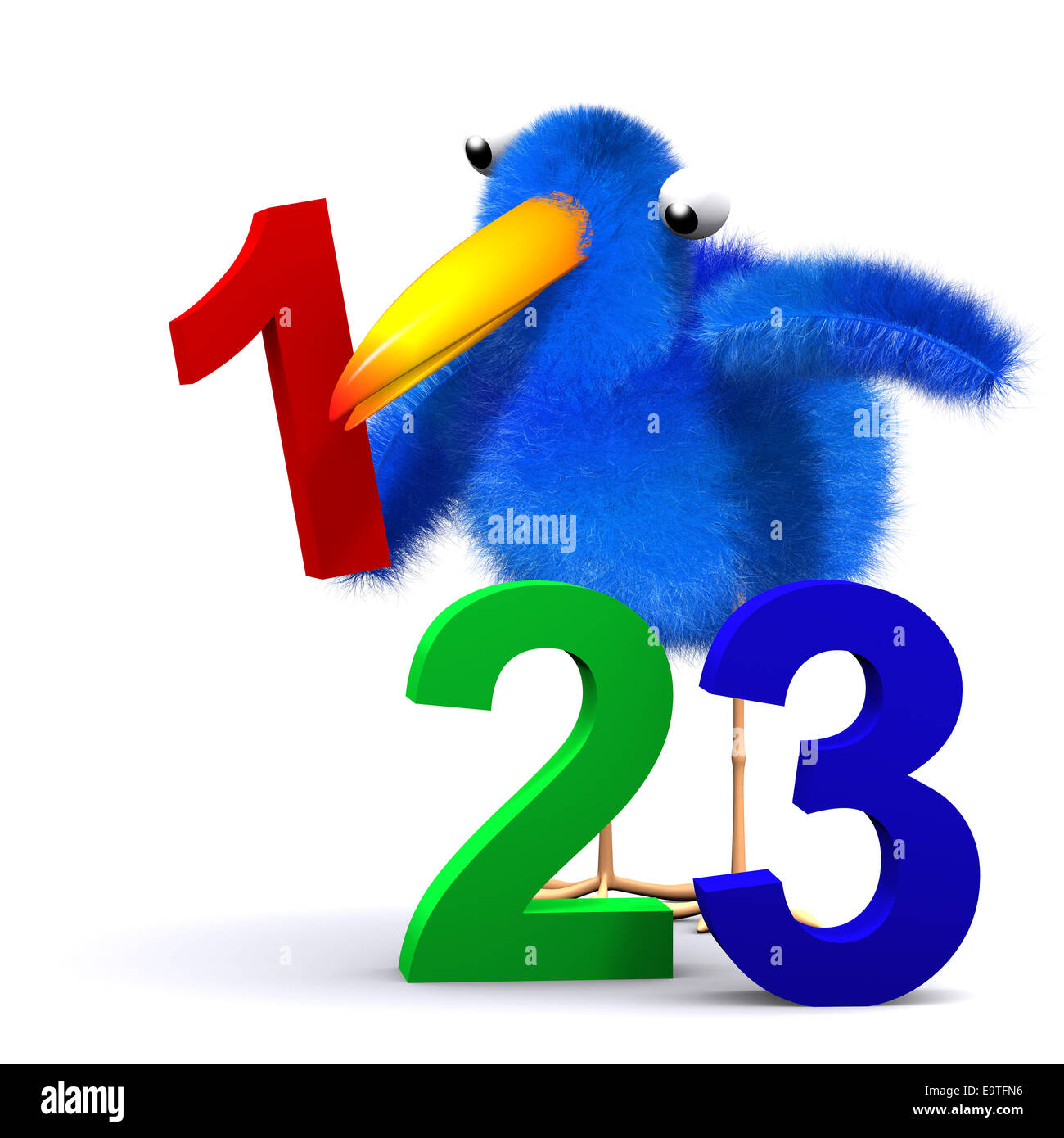3d render of a bluebird with numbers Stock Photo - Alamy