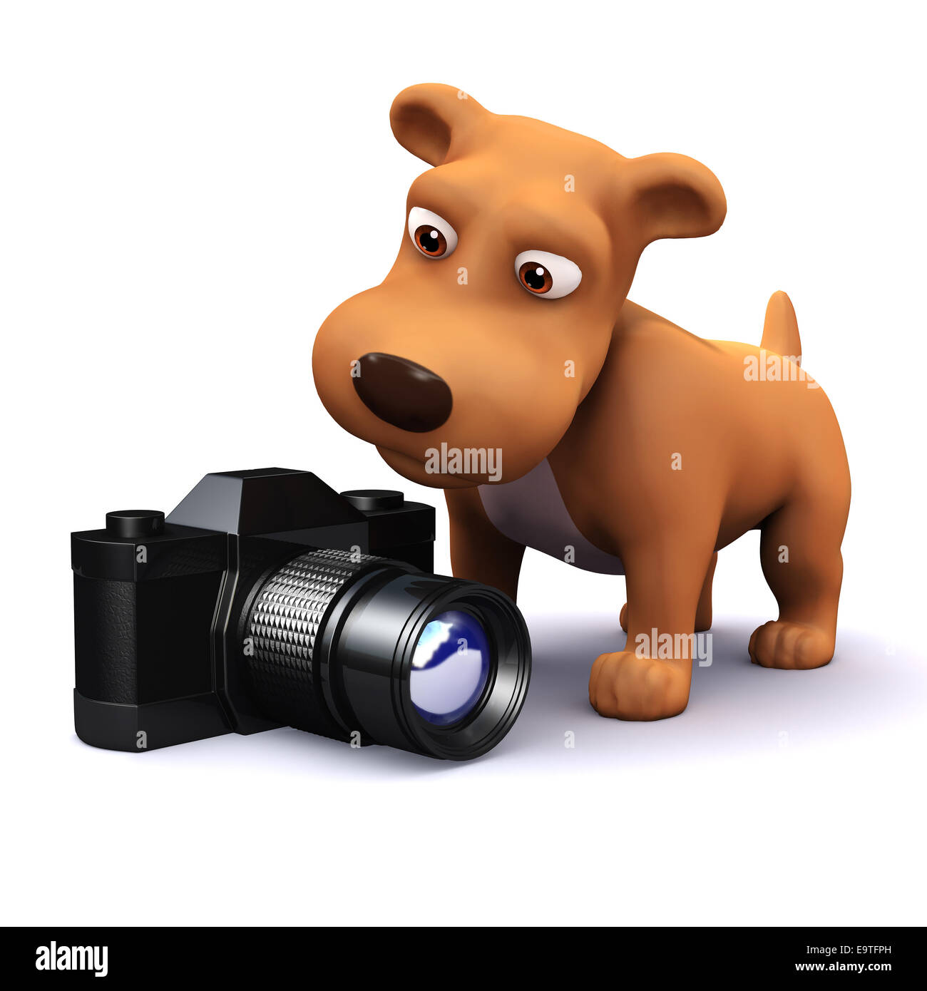 3d render of a dog looking at a camera Stock Photo - Alamy