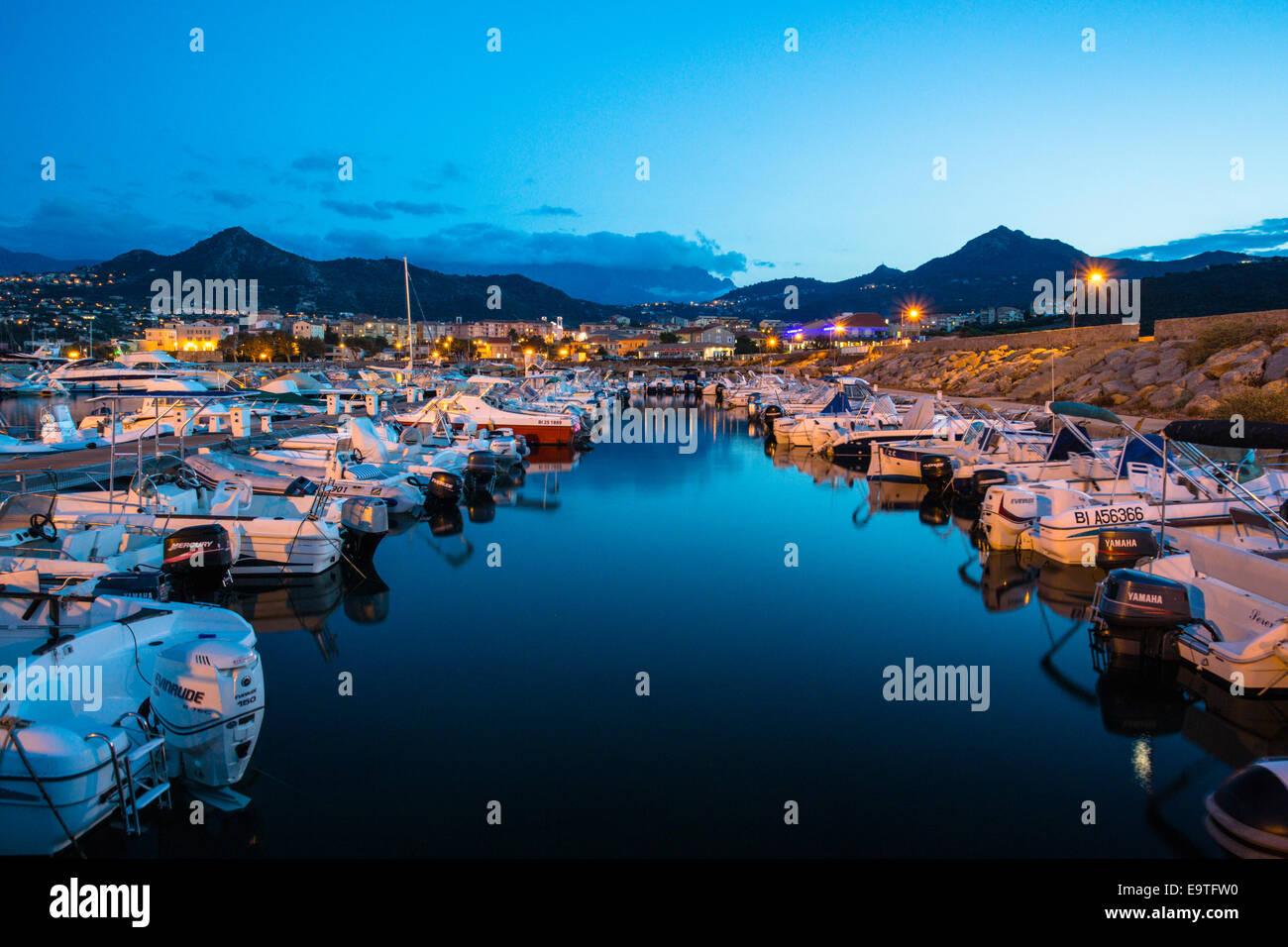 The port of Ile Rousse at night, Corsica Stock Photo - Alamy
