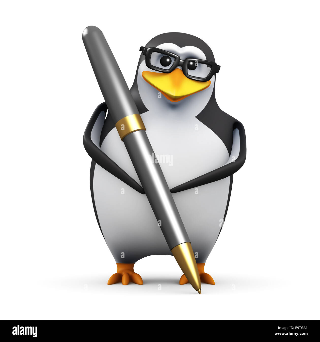 3d render of a penguin holding a pen Stock Photo - Alamy