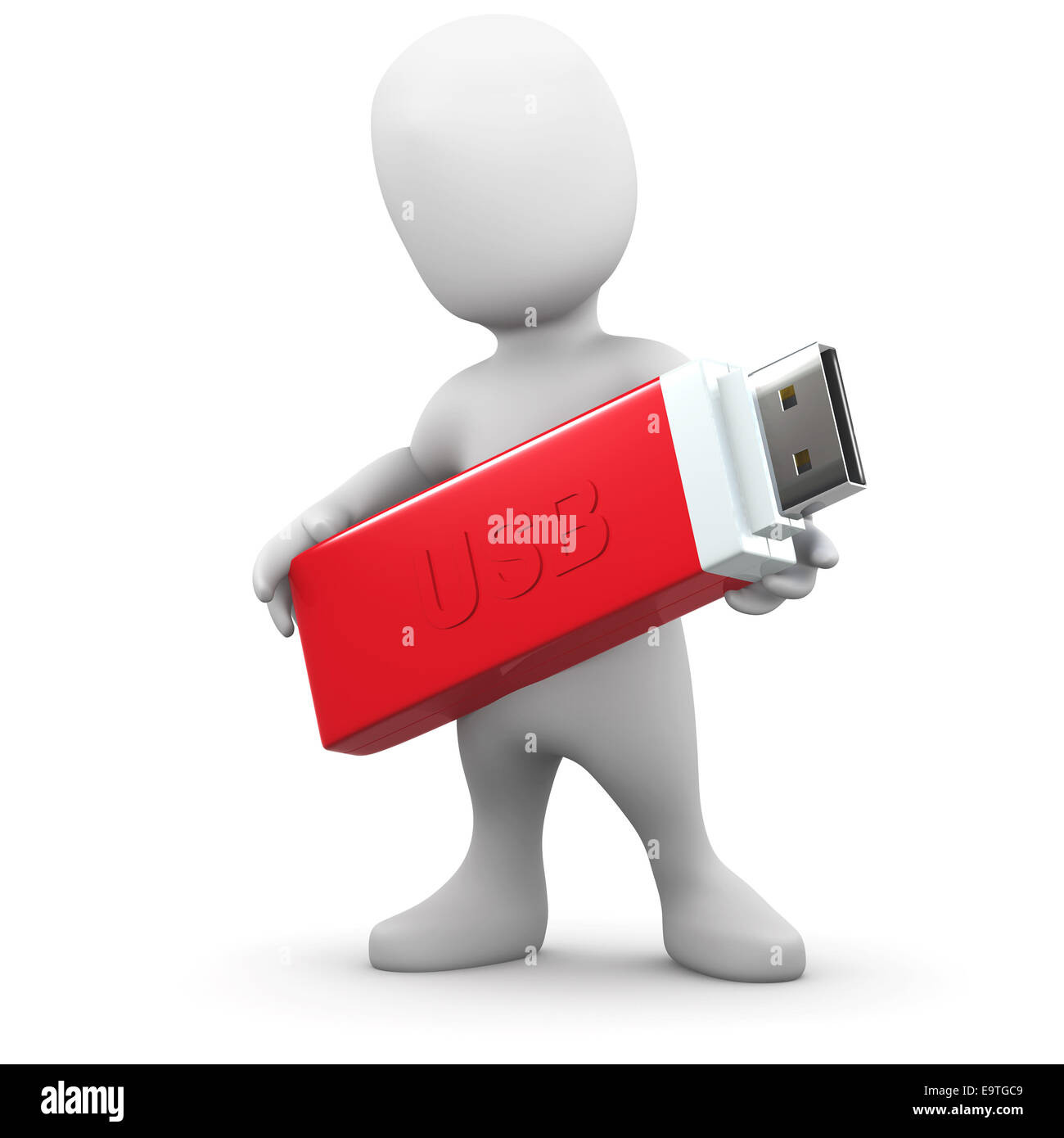 3d render of a little person holding a USB memory stick Stock Photo - Alamy