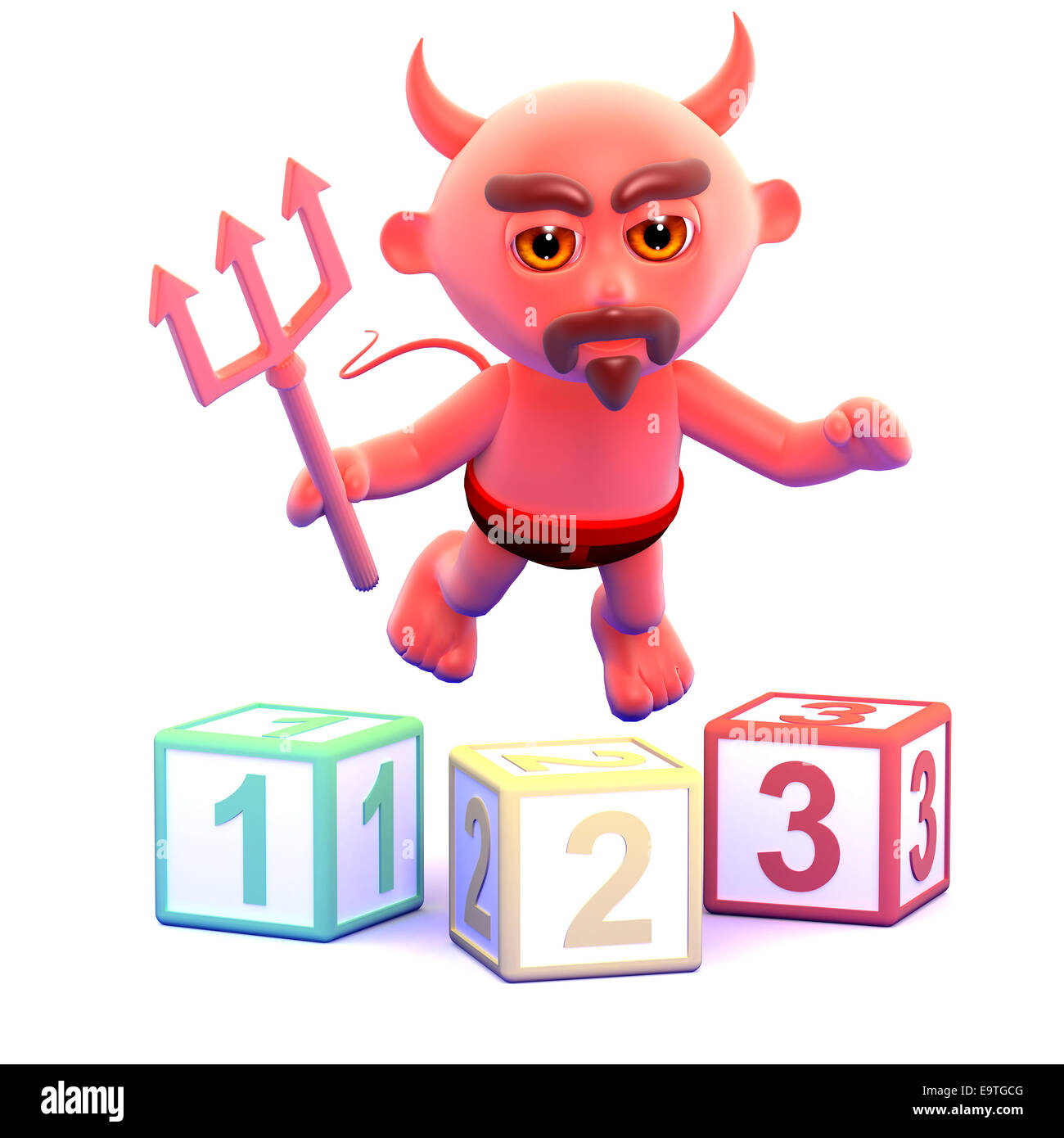 3d render of a devil with counting blocks Stock Photo - Alamy