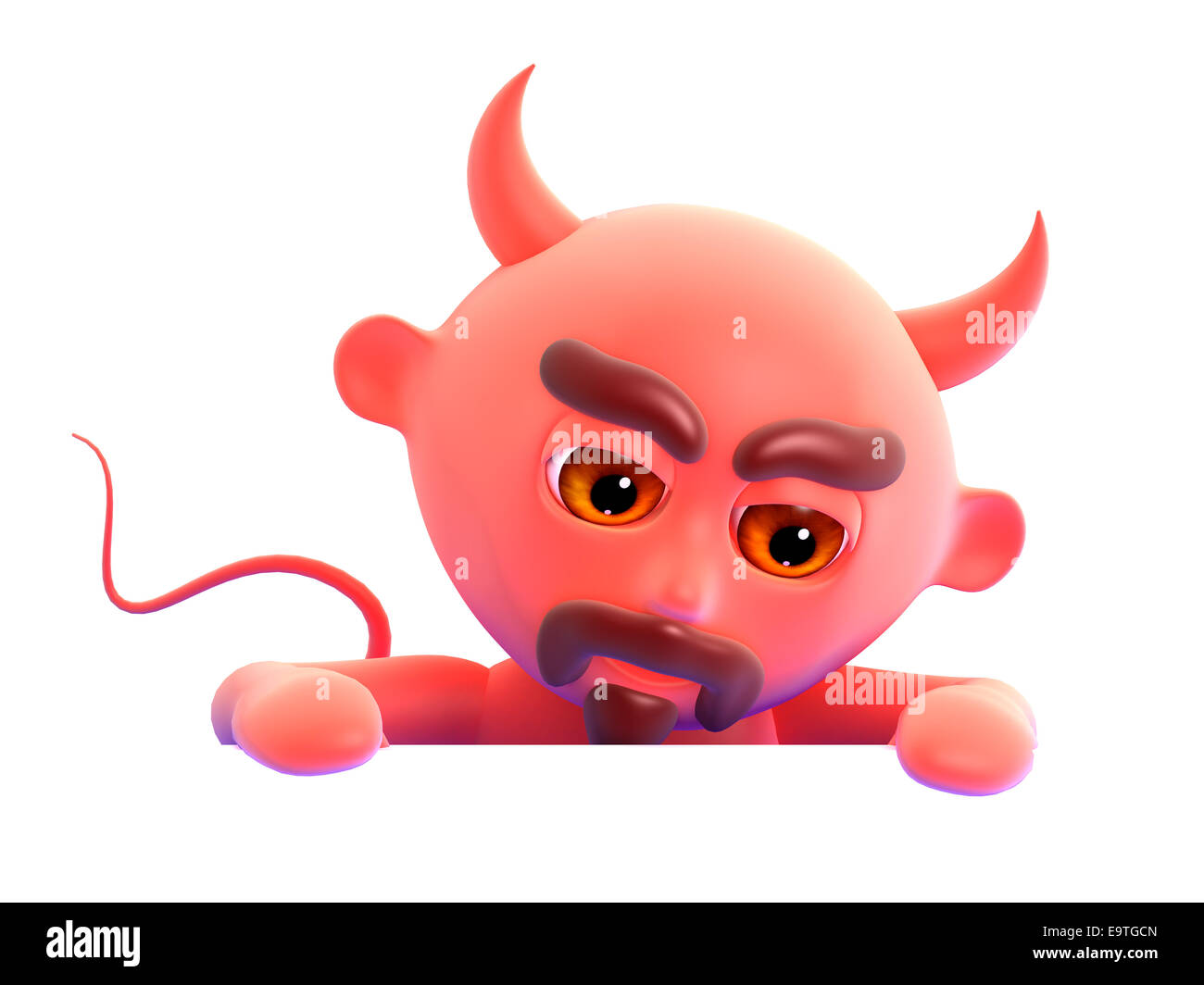 3d render of a devil peeping over a blank space Stock Photo - Alamy