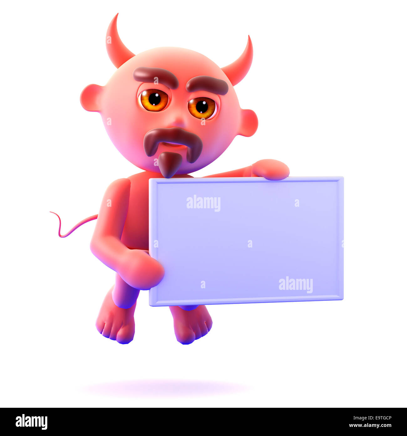 3d render of a devil holding a blank banner Stock Photo - Alamy