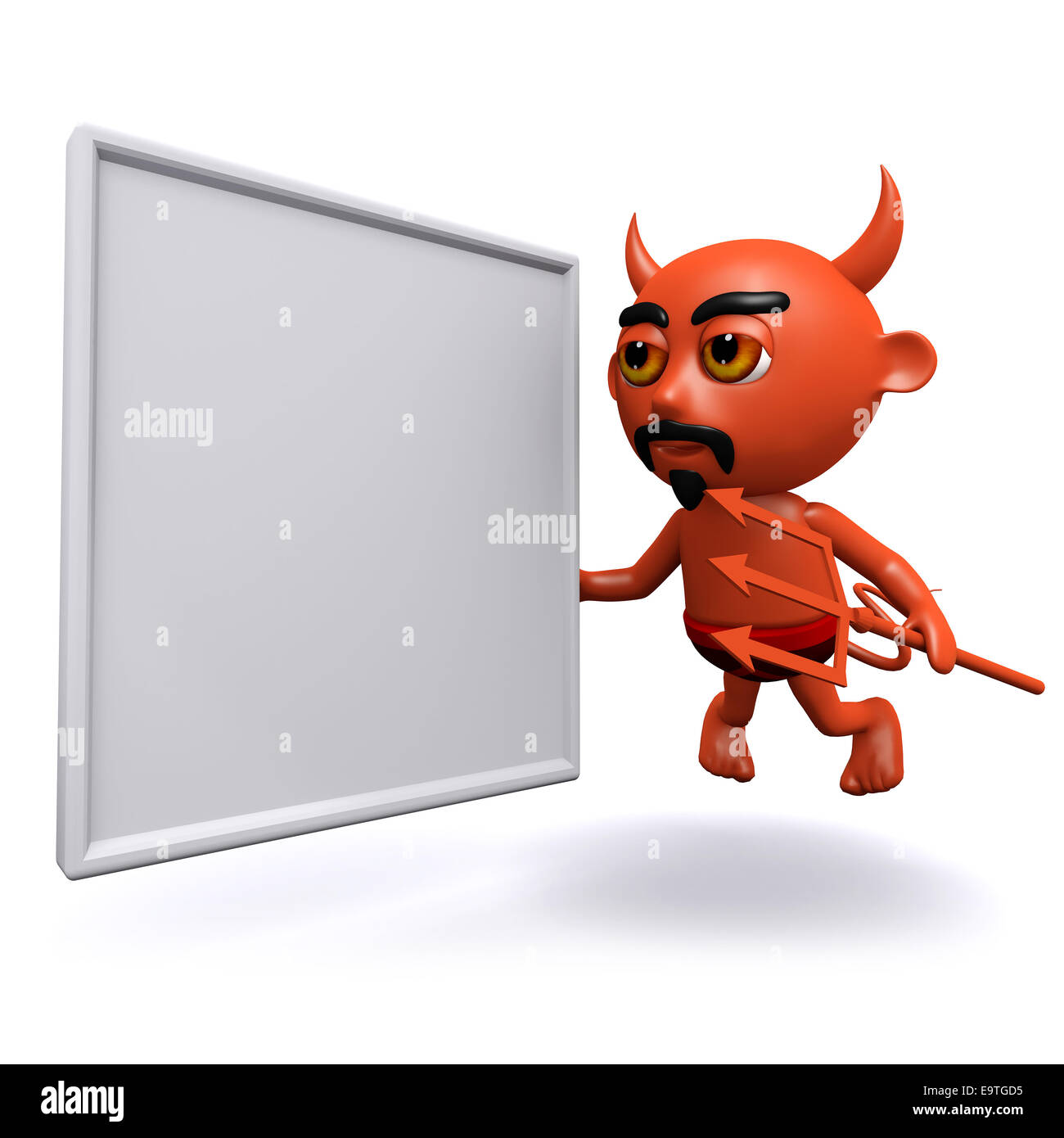 3d render of a devil with a blank banner Stock Photo - Alamy