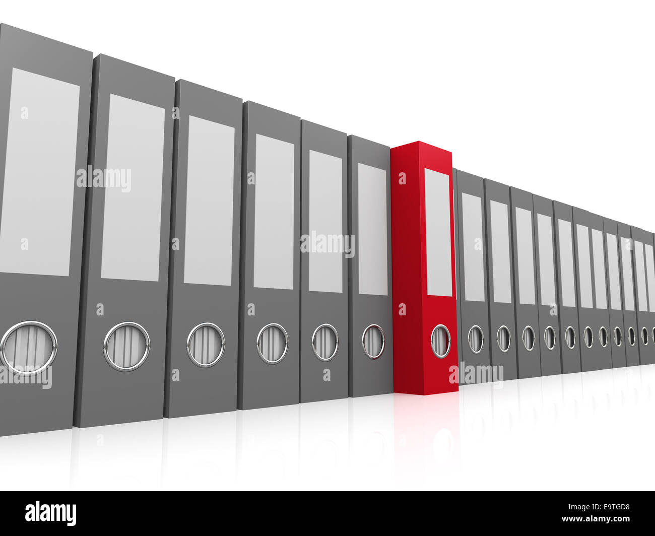 3d render of a red folder standing out from the pack Stock Photo - Alamy