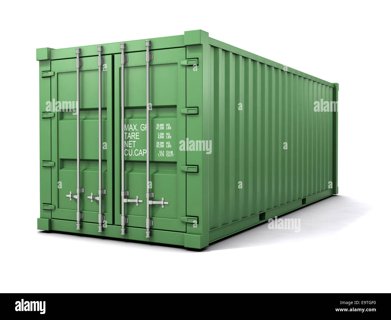 3d render of a green shipping container Stock Photo - Alamy